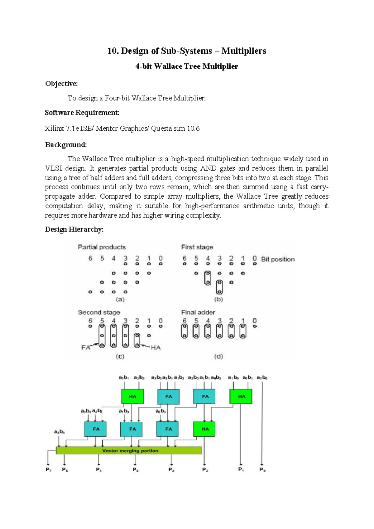 VLSI EXP 10: Wallace Tree Multiplier Design and Simulation - Studocu