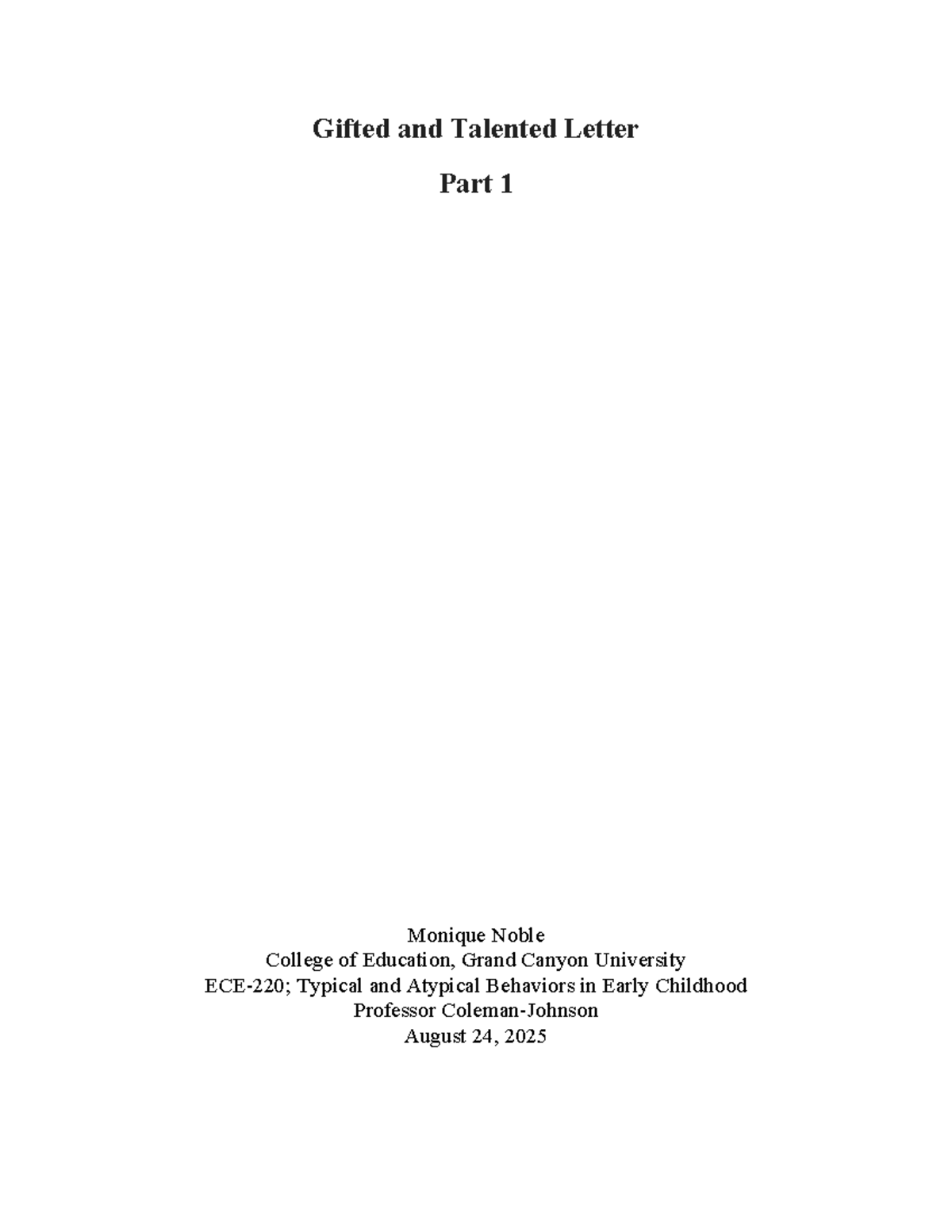 Gifted and Talented Letter Part 1: Insights for Families - GCU - Studocu