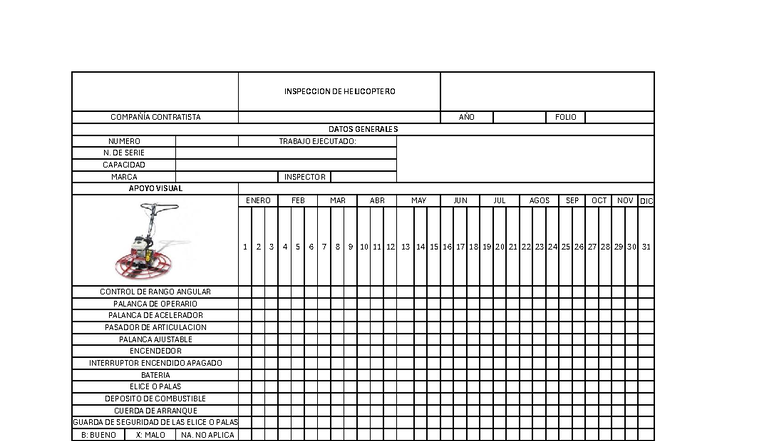 Inspección de Helicóptero - Checklist de Trabajo de Repaso - Studocu