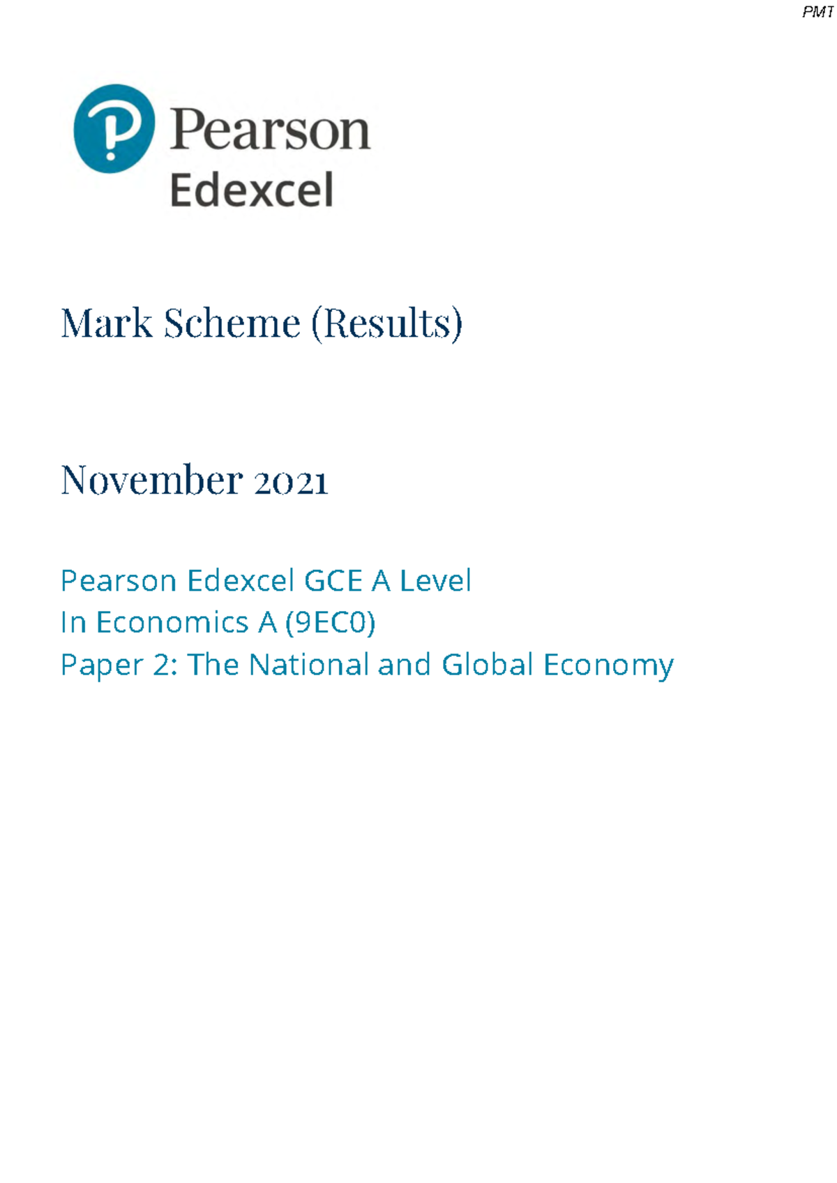 November 2021 MS - Paper 2 Mark Scheme for Edexcel A-level Economics ...