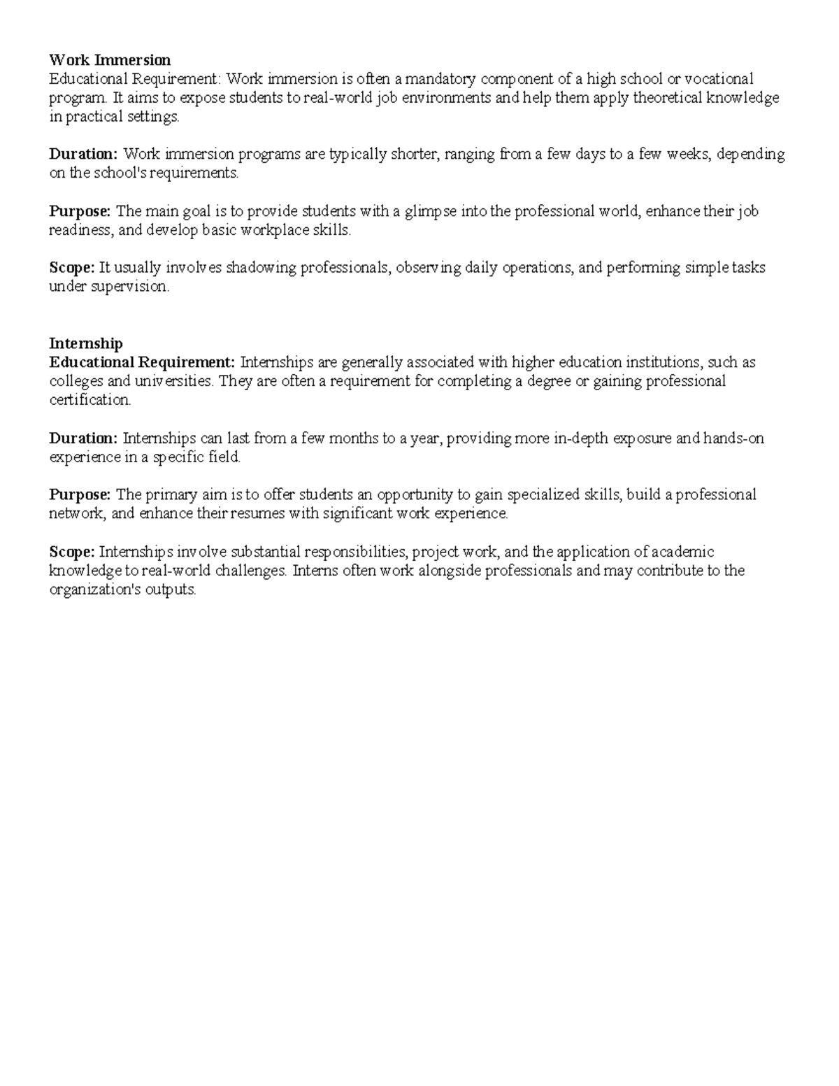 MOCK-JOB INTERVIEW QUESTIONS FOR GRADE 12 WORK IMMERSION - Studocu