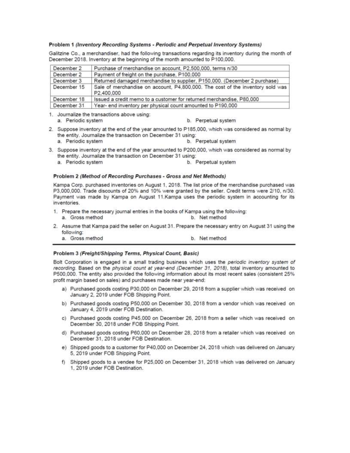 Inventory Recording Systems & Methods: Practice Questions (ACCT 101 ...