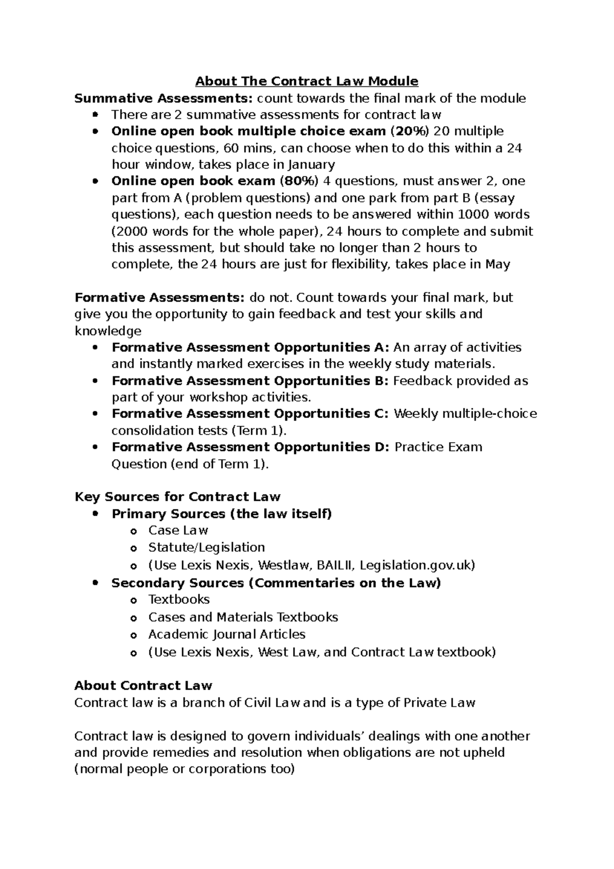 About The Contract Law Module - About The Contract Law Module Summative ...