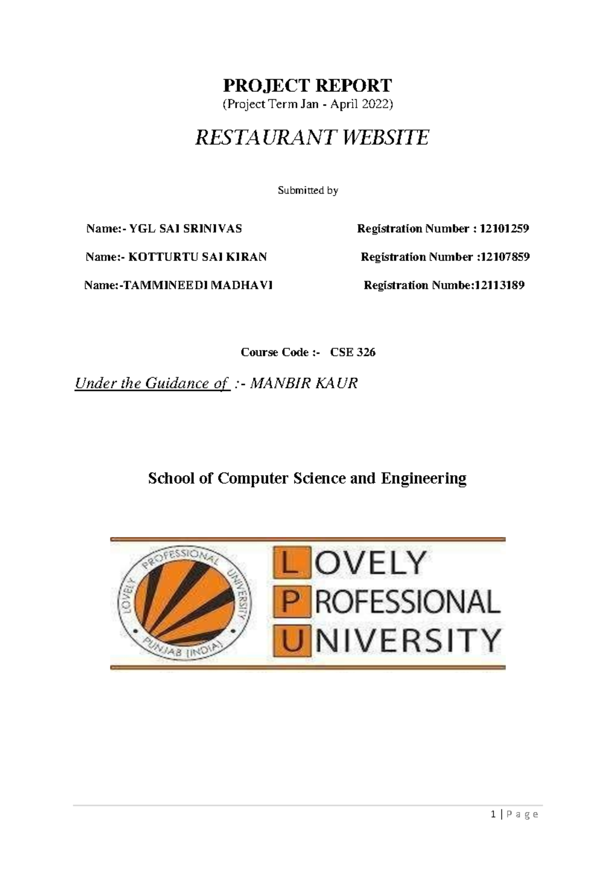 Cse 326 Project Report - html programme - ####### PROJECT REPORT ...