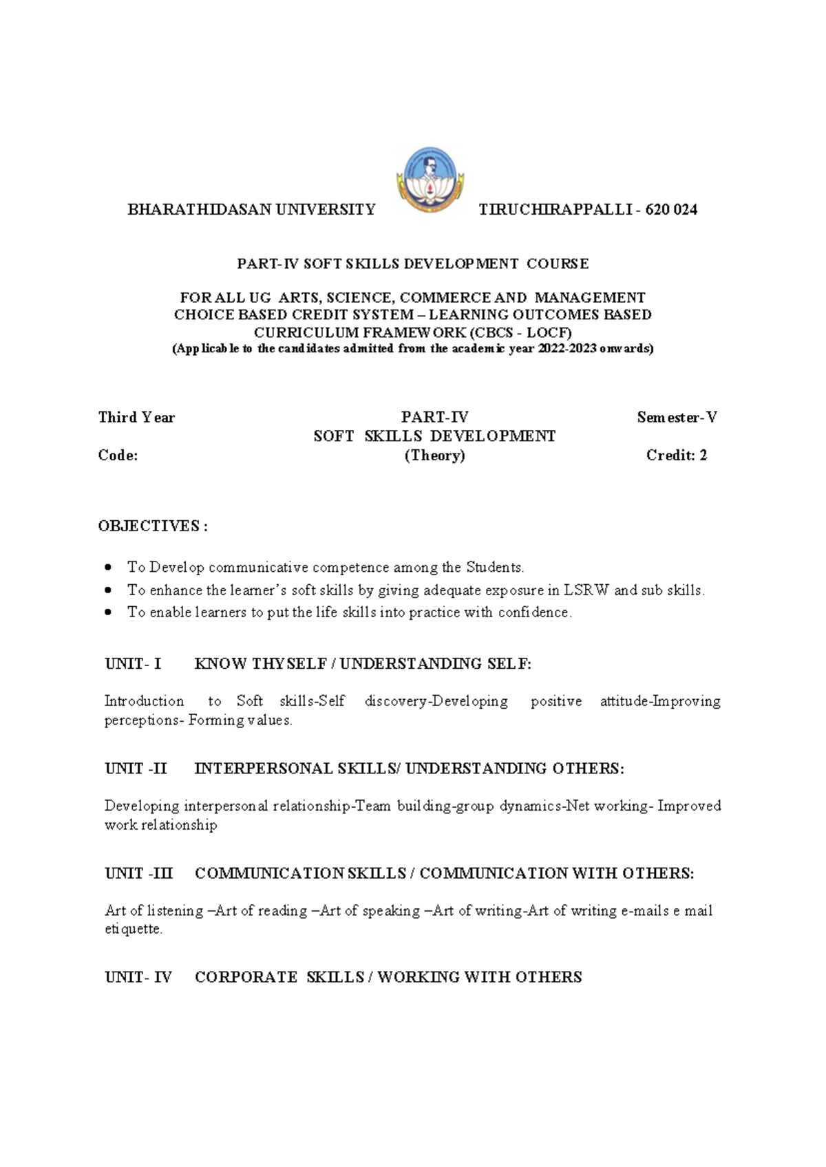 Soft Skills Development Course 2022-2023 for UG Students - Studocu