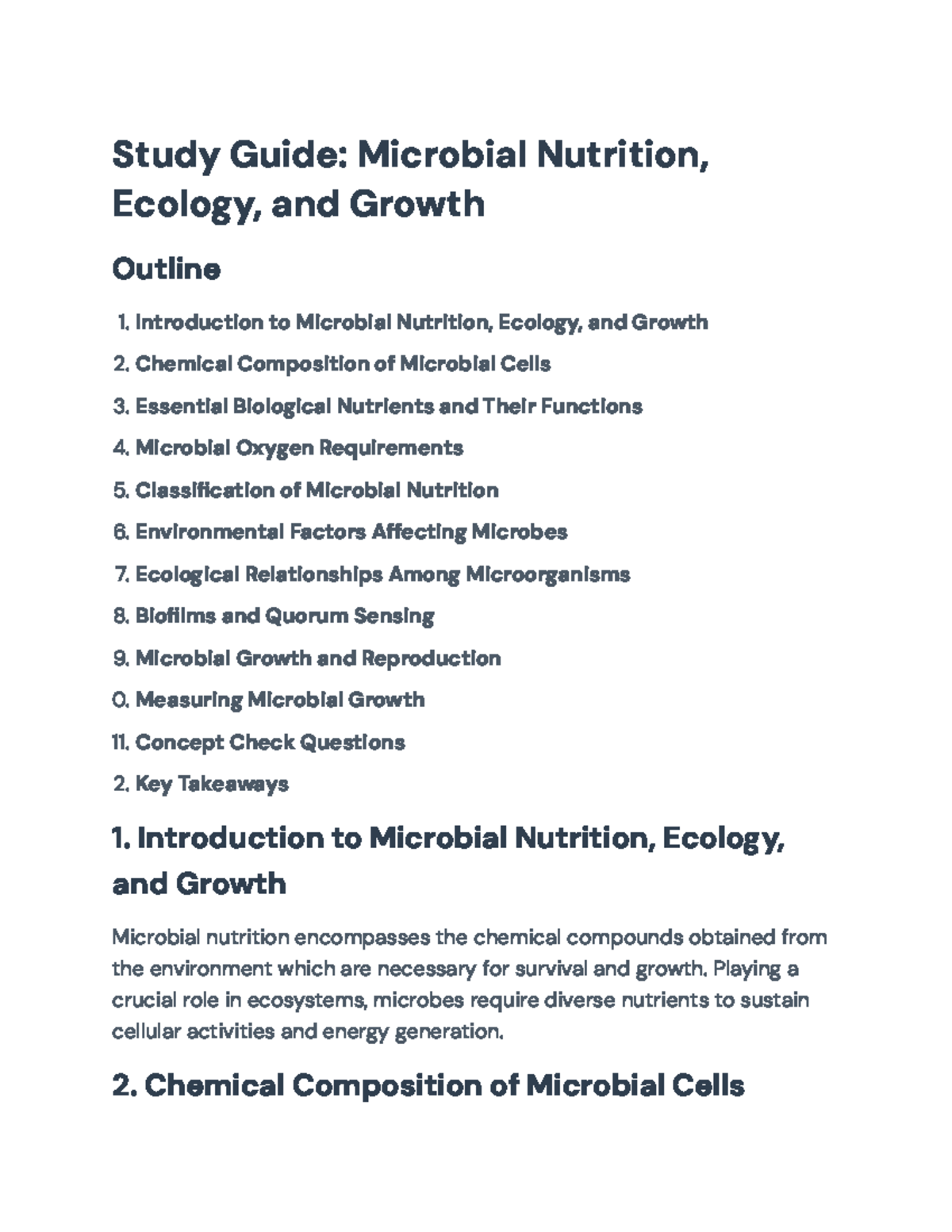 Microbial Nutrition, Ecology, and Growth Study Guide (BIOL 101) - Study ...