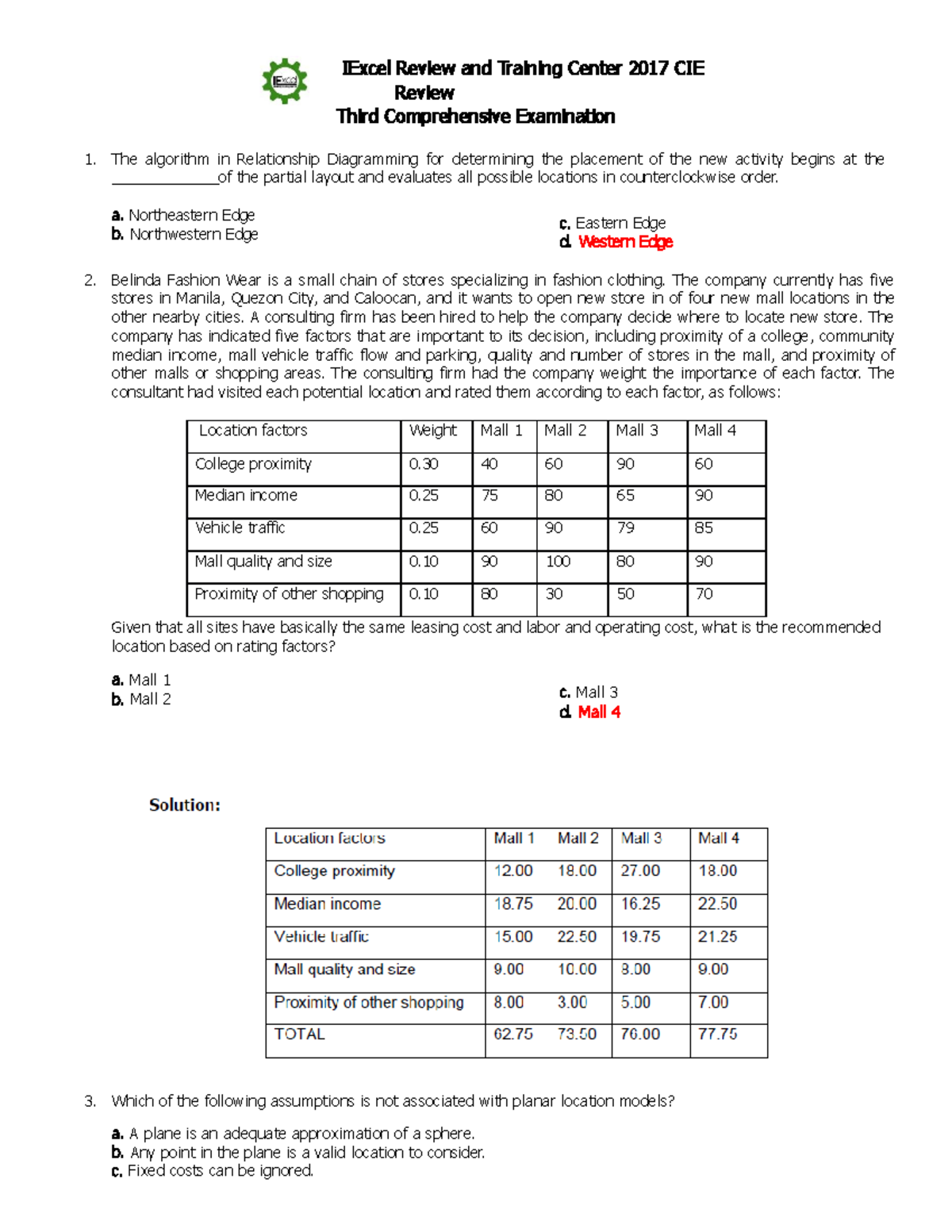 2017 CIE Third Comprehensive Exam Key and Solutions - Studocu