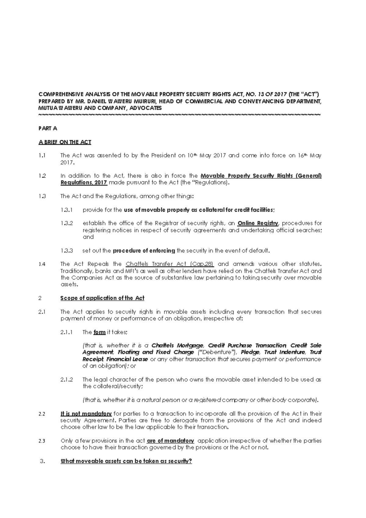 Comprehensive Notes on the Movable Property Security Rights Act, No. 13 ...