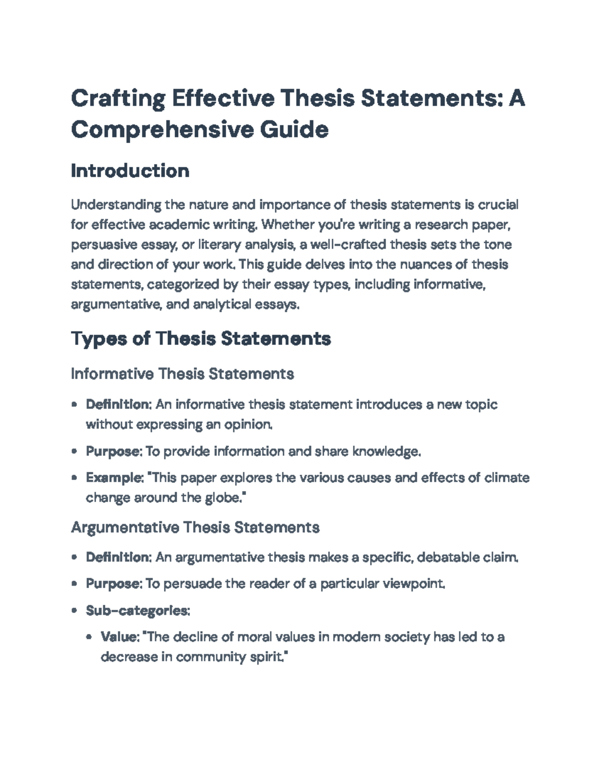 Crafting Effective Thesis Statements: A Comprehensive Guide - Crafting ...