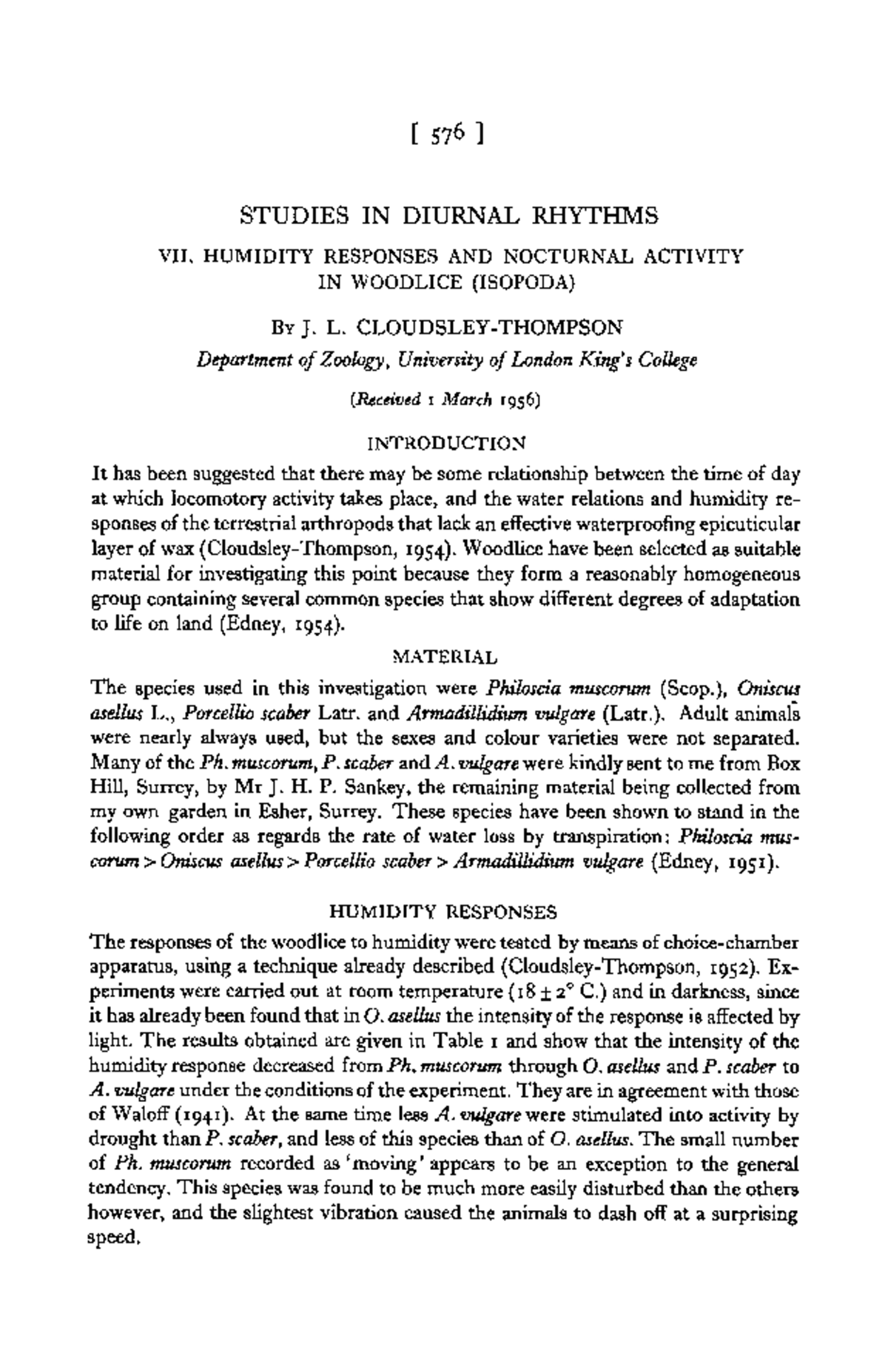 Isopod Humidity Responses & Nocturnal Activity (ZOO 577) - Studocu