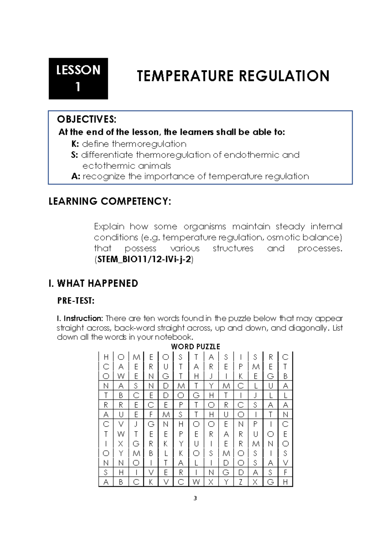 General Biology II Q4 Week 5 split Student - TEMPERATURE REGULATION ...