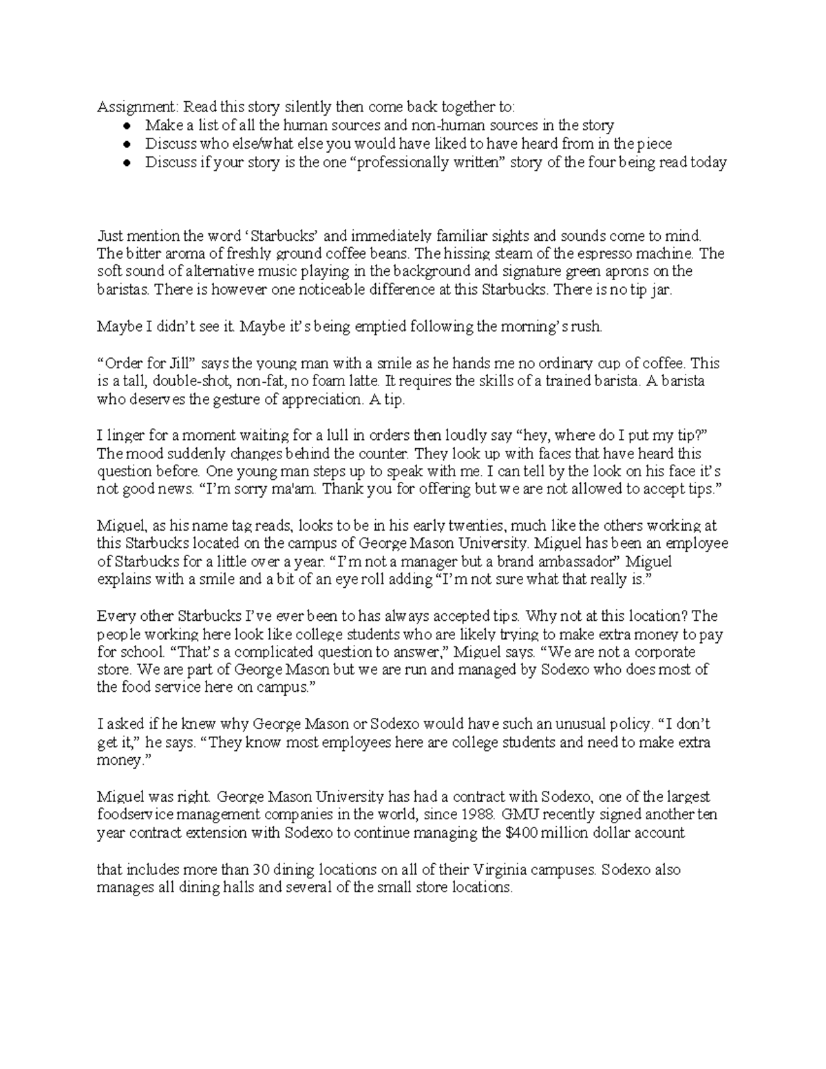 No Tips for GMU Starbucks: A Study on Employee Perspectives - Studocu