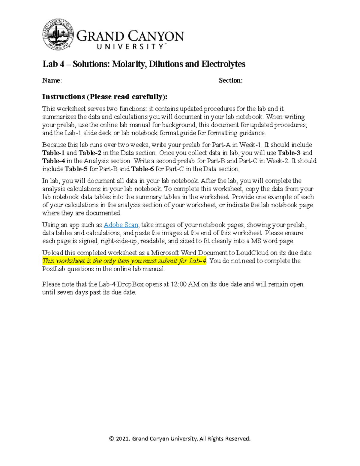 Chem 101 Lab 4: Molarity, Dilutions, and Electrolytes Assignment - Studocu