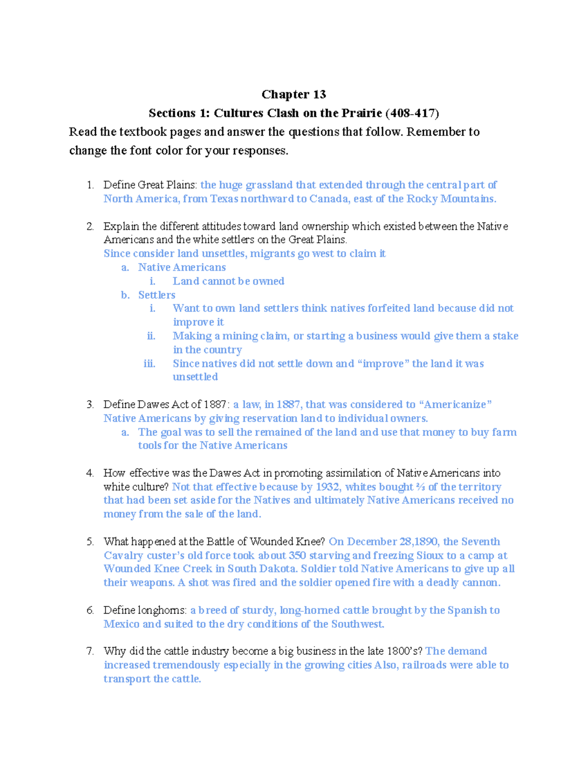 JP Ch. 13 Sec. 1: Cultures Clash on the Prairie (408-417) Overview ...