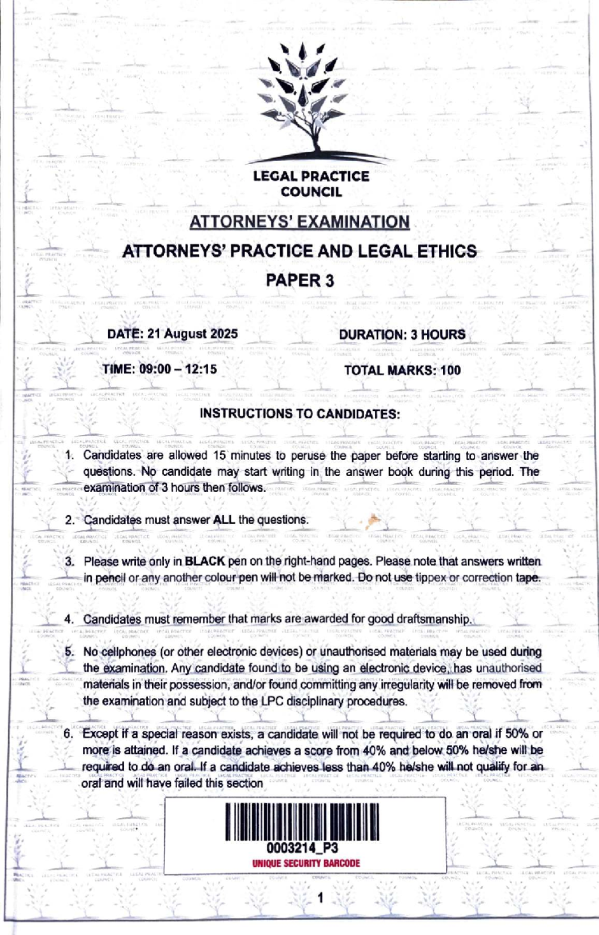 Exams For Aspiring Attorneys