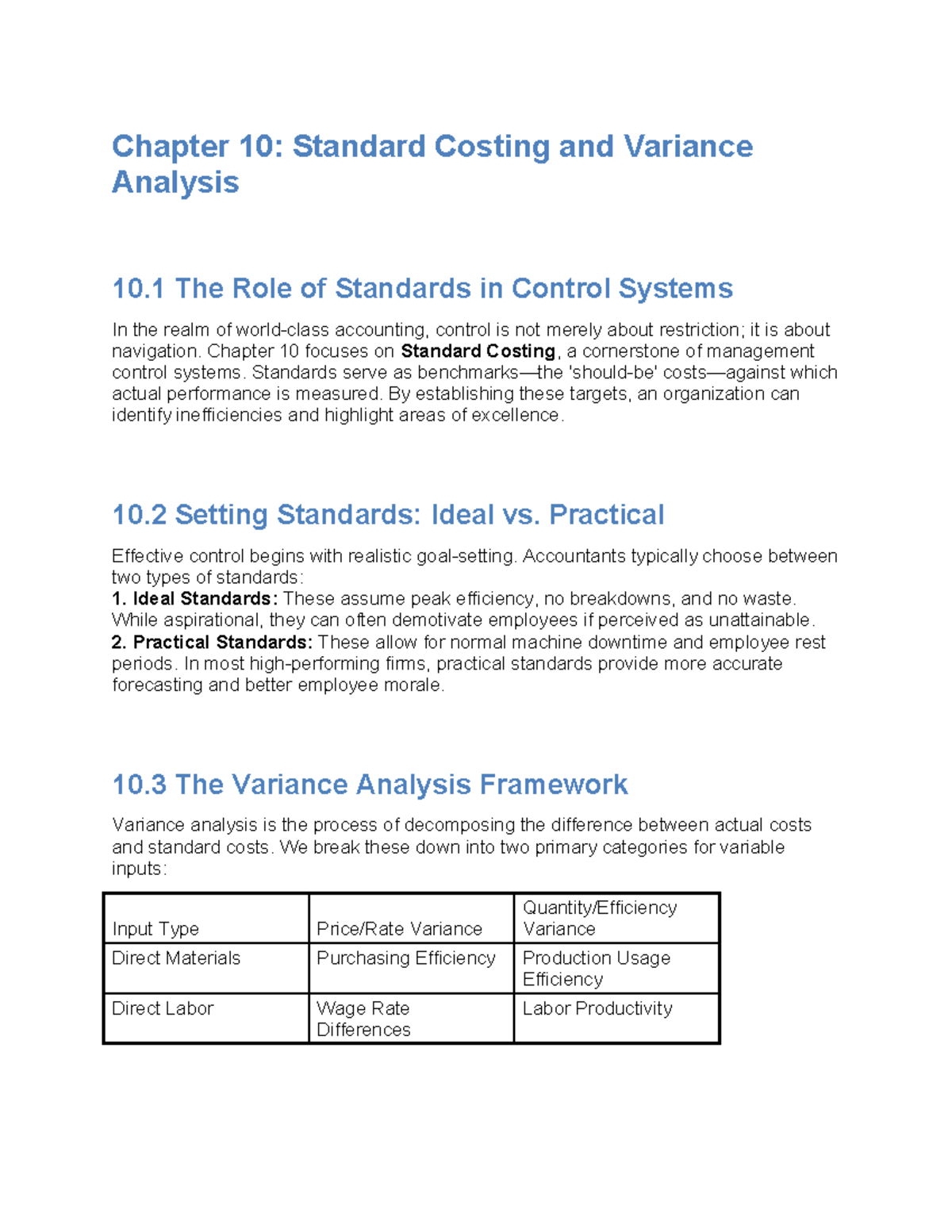Chapter 10: Standard Costing & Variance Analysis in Cost Accounting ...