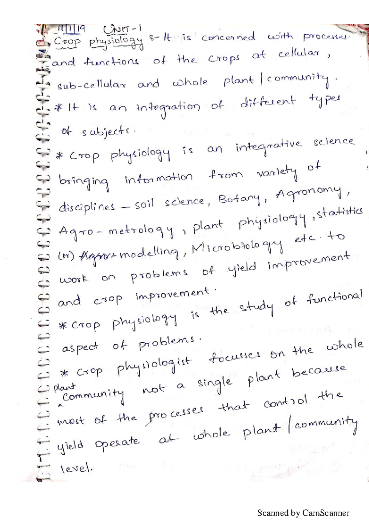 CROP 101: Lecture Notes on Crop Physiology - Studocu