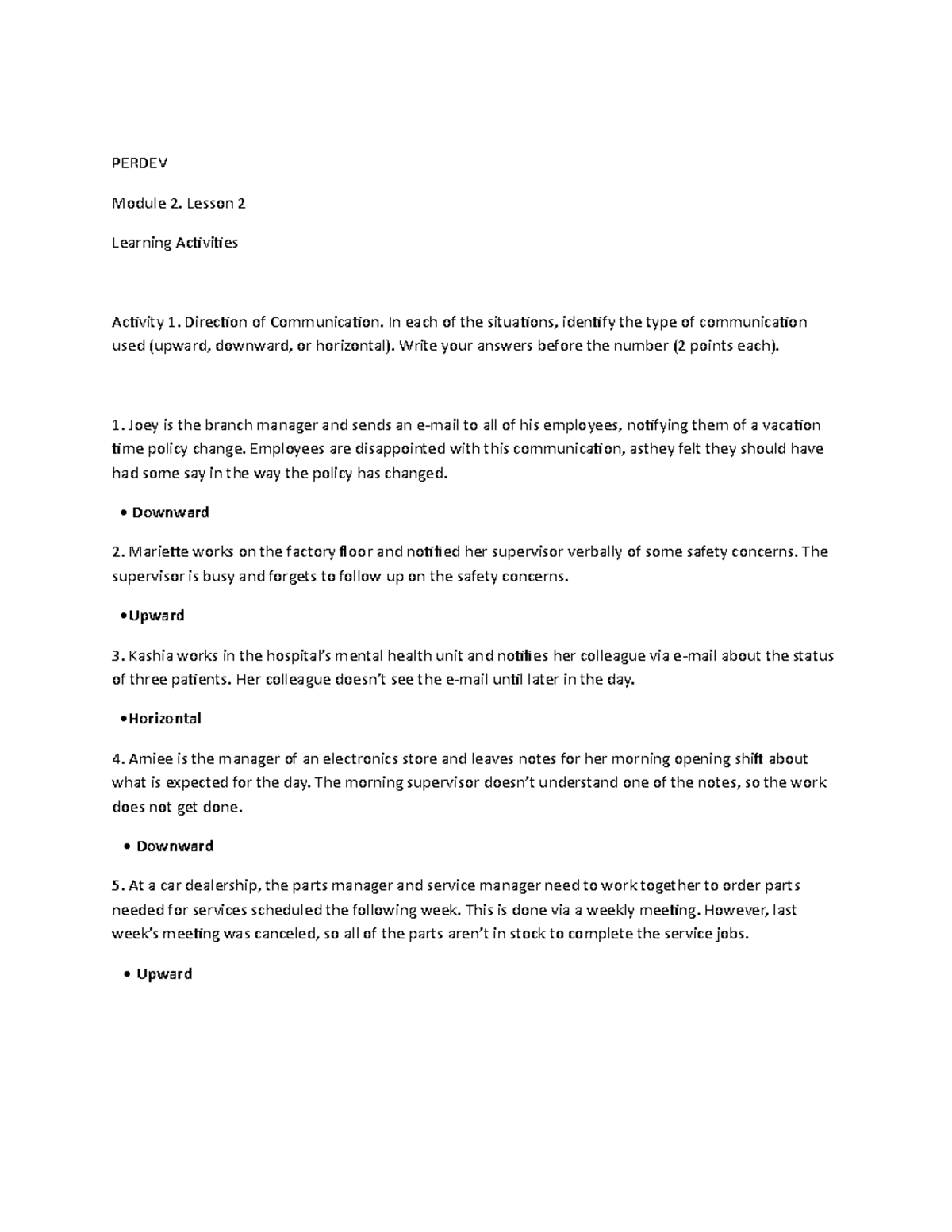 Module 2. Lesson 2 LA - Perdev - PERDEV Module 2. Lesson 2 Learning Activities Activity 1 ...