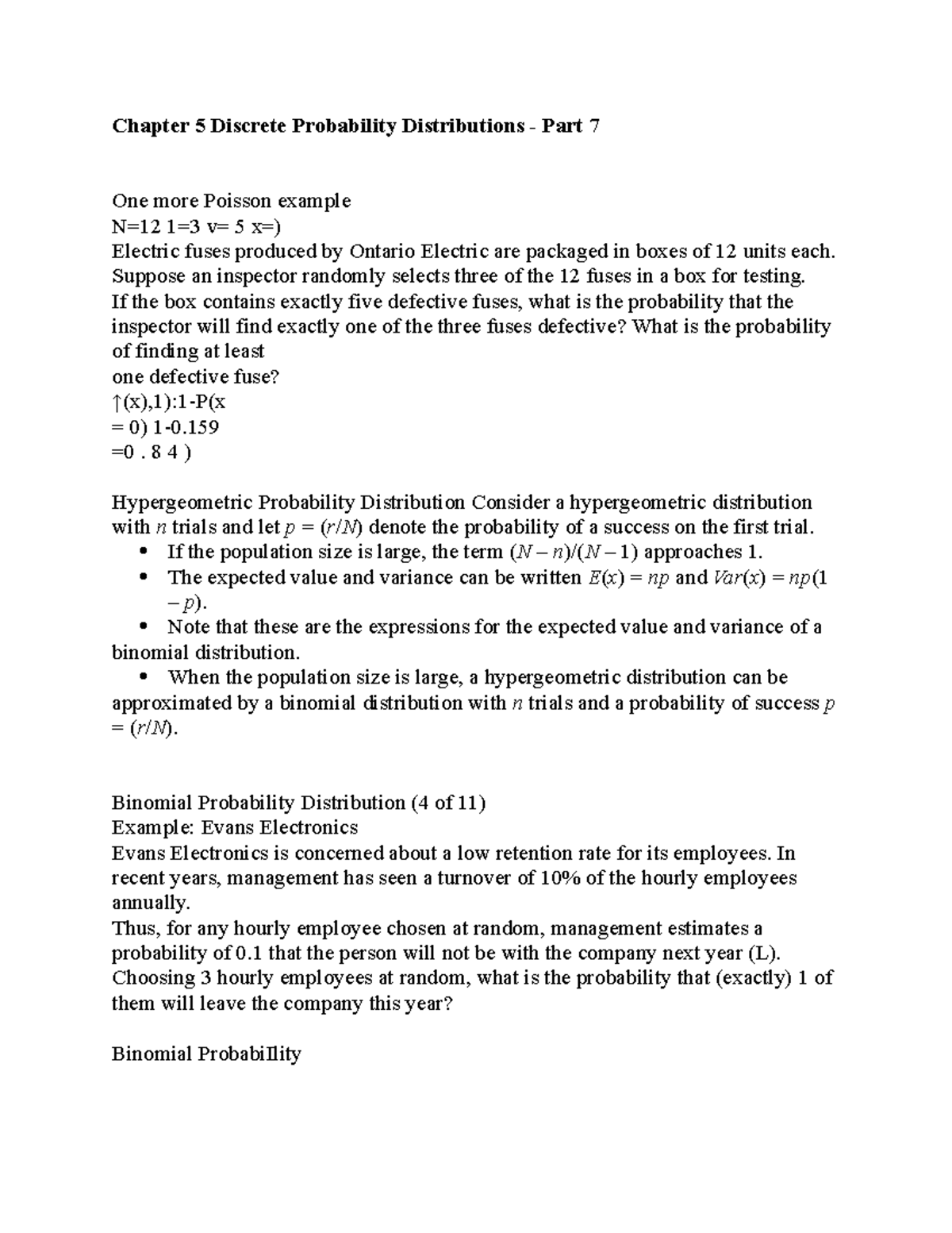 Chapter 5 Discrete Probability Distributions - Poisson & Binomial ...