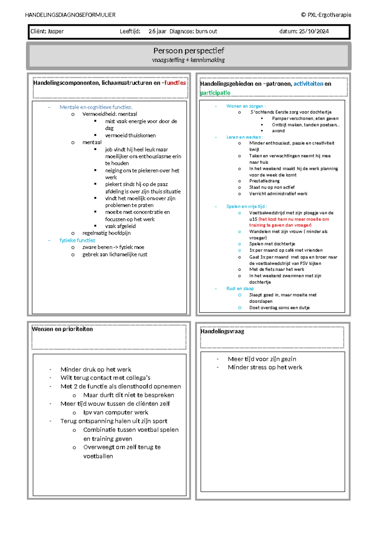 ICF-Formulier Voorbeeld en Ingevuld (Voorbeeld Casus) - Studocu