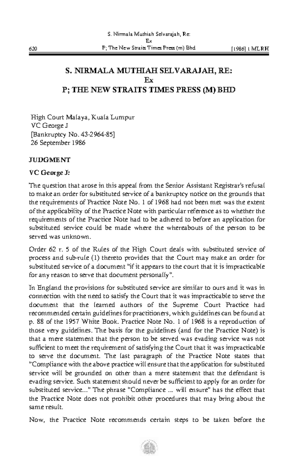 S. Nirmala Muthiah Selvarajah v. The New Straits Times Press (M) Bhd ...