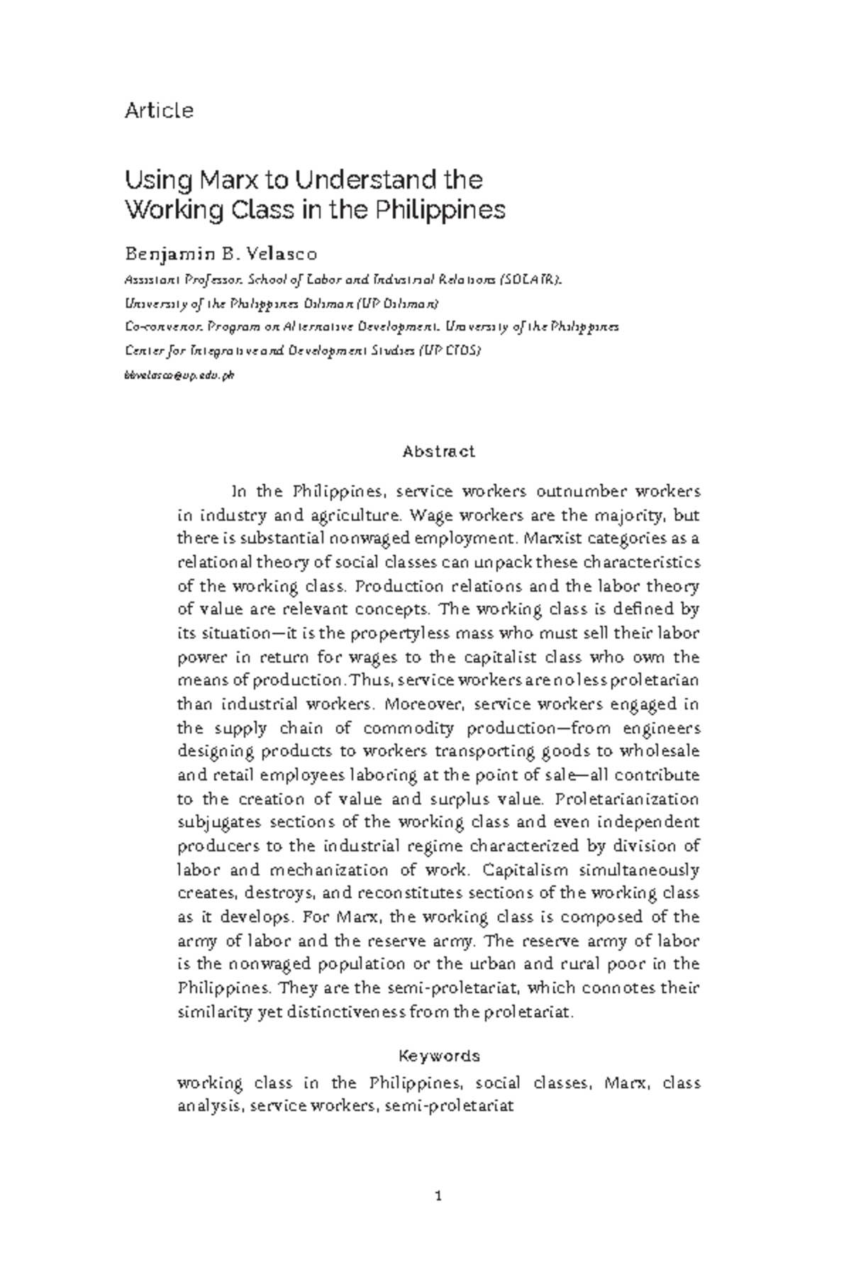 Using Marxist Analysis to Examine the Working Class in the Philippines ...