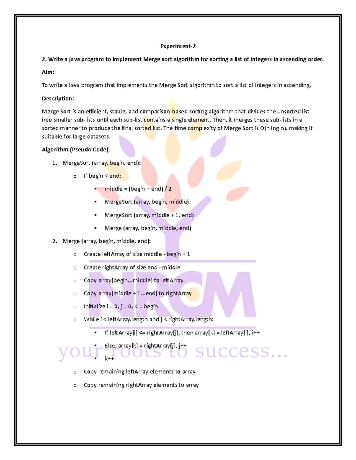 Experiment 2 - LAB PROGRAM - Experiment- 2 2. Write a java program to ...