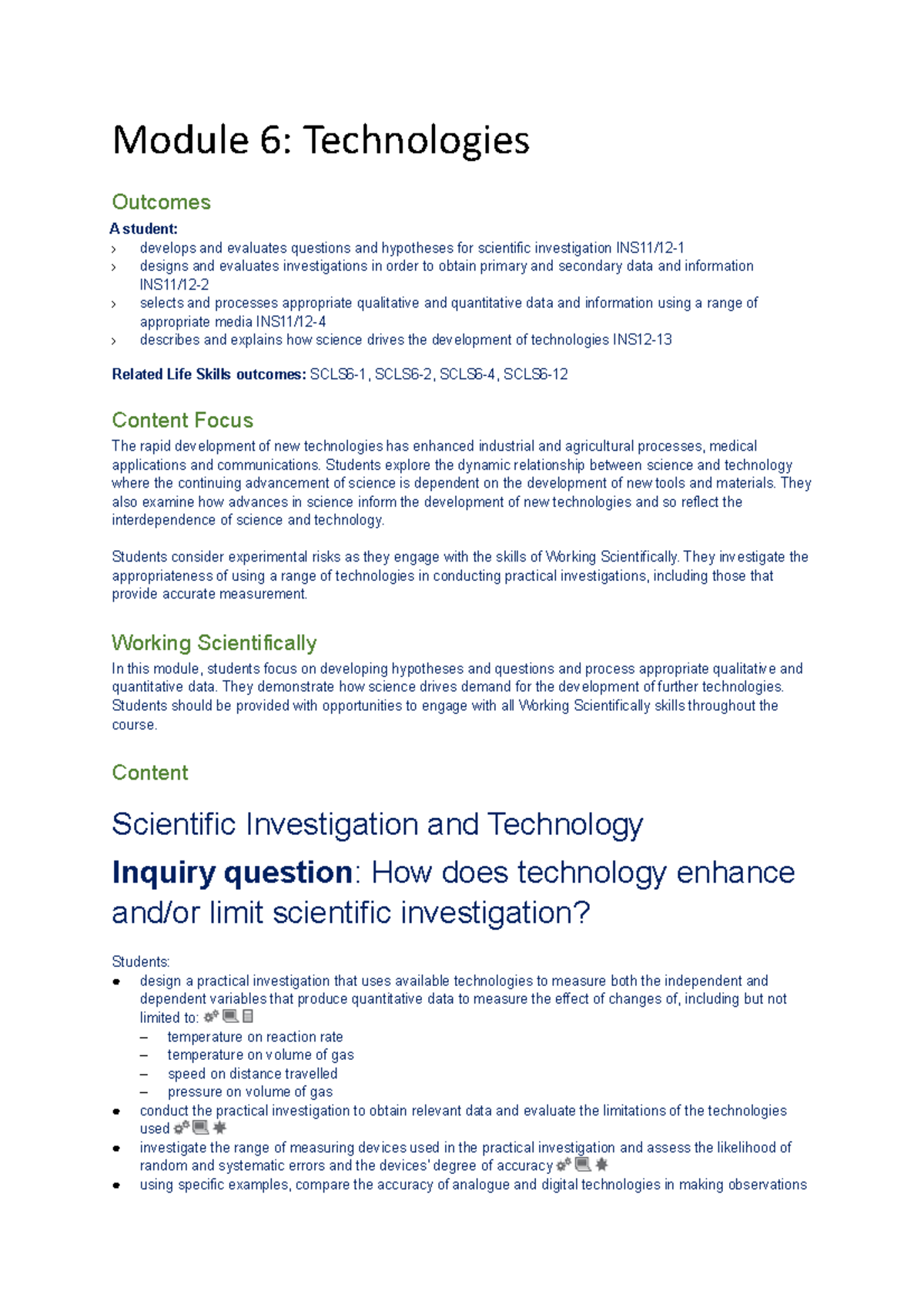 2020 INV - Mod 6 Notes (Marcus Wong) - Module 6: Technologies Outcomes ...