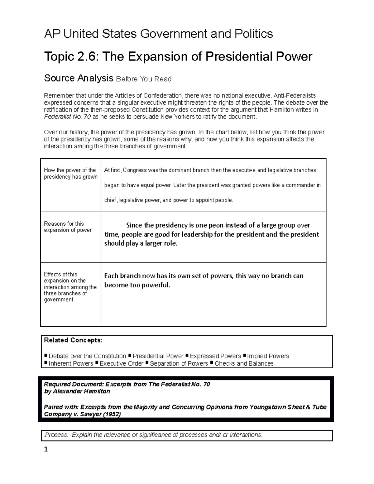 AP US Government & Politics - Topic 2.6: Growth of Presidential Power ...