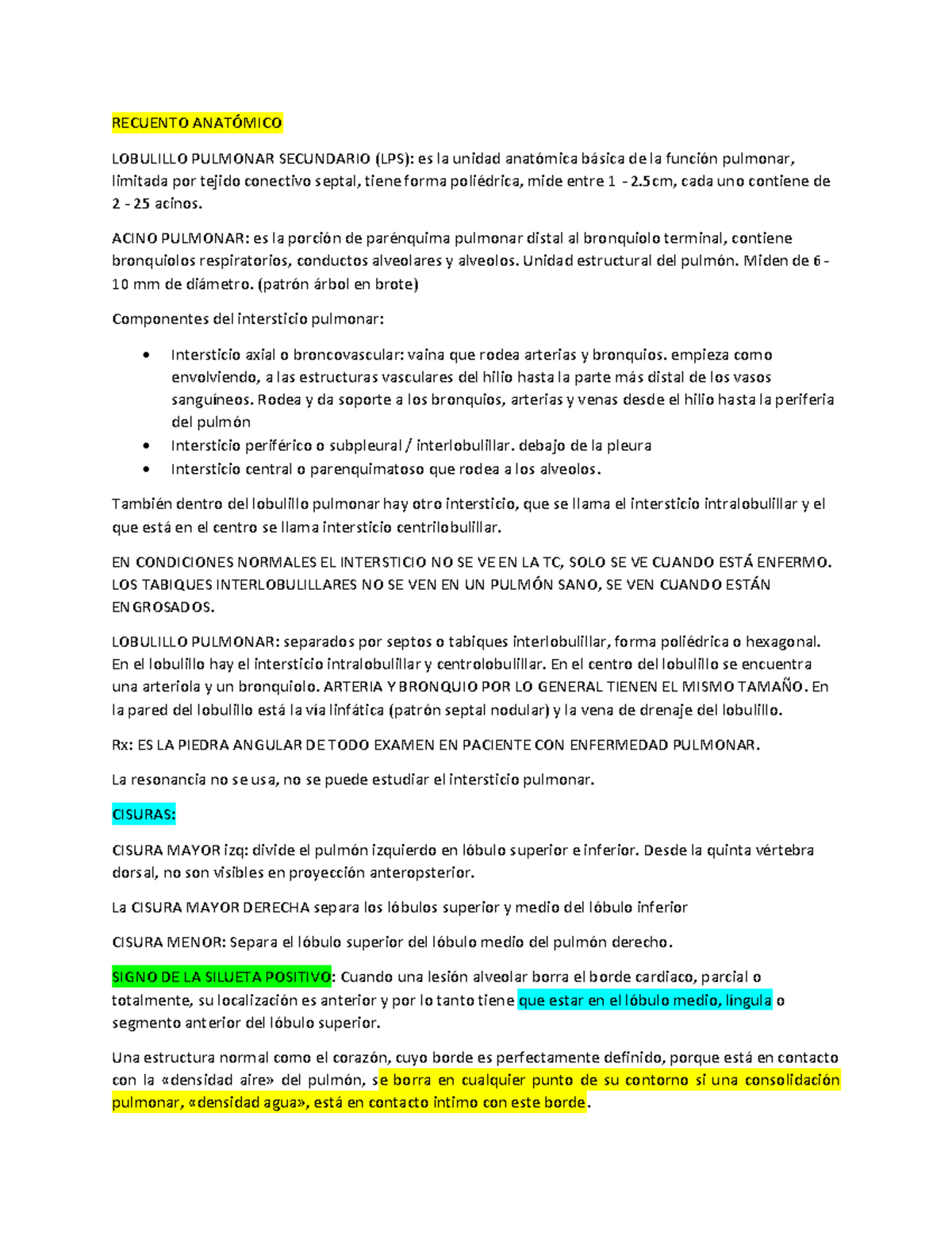 Apuntes Torax - RECUENTO ANATÓMICO LOBULILLO PULMONAR SECUNDARIO (LPS ...