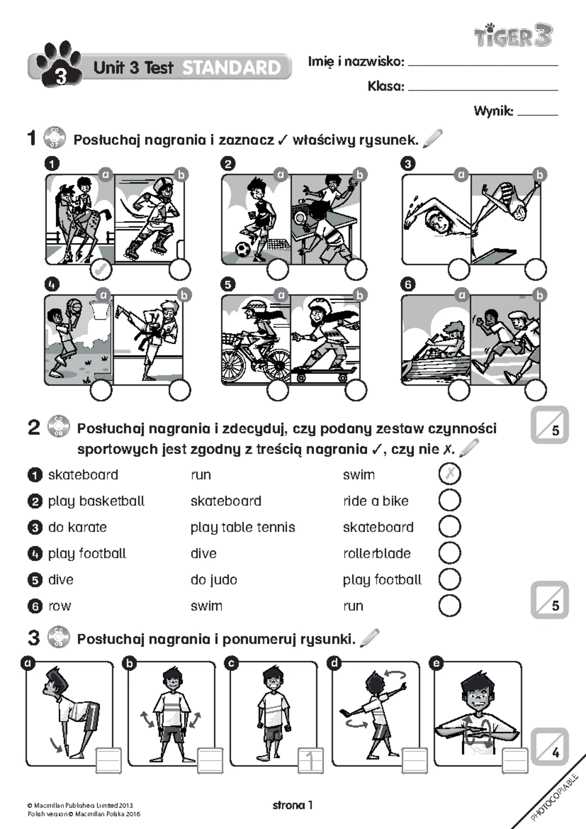 Tiger 3 Unit 5 Test PLUS - Listening Exercise and Activities - Studocu