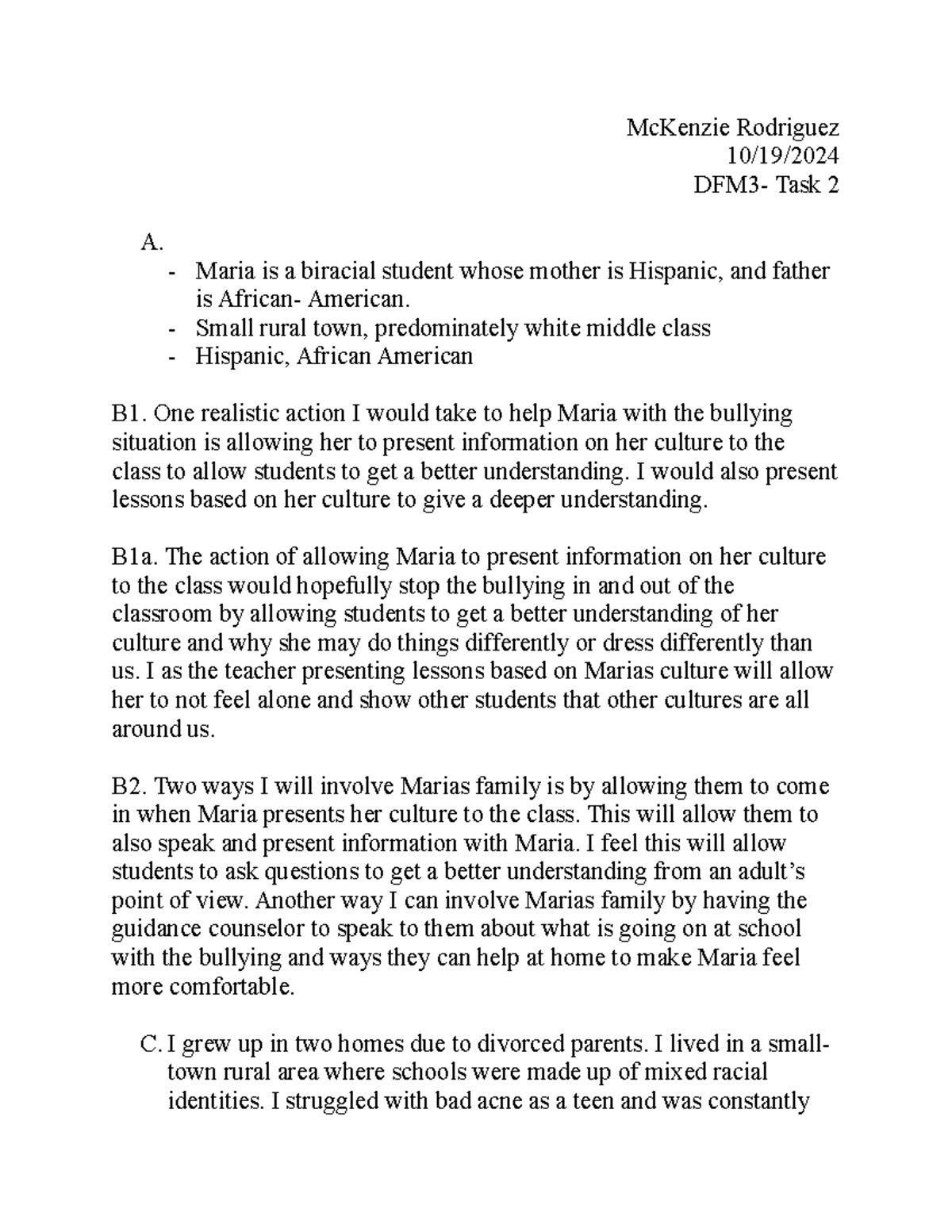 DFM3 Task 2 - Task 2 - McKenzie Rodriguez 10/19/ DFM3- Task 2 A. Maria ...