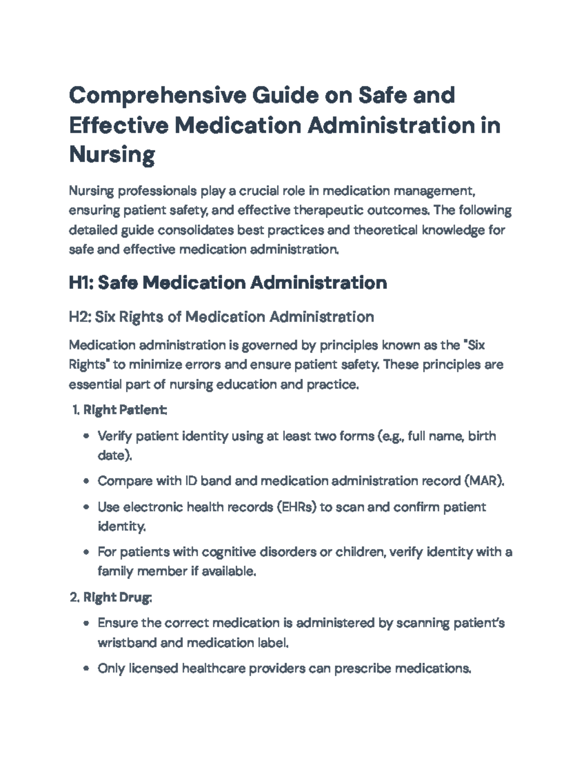 Comprehensive Guide to Safe Medication Administration in Nursing ...