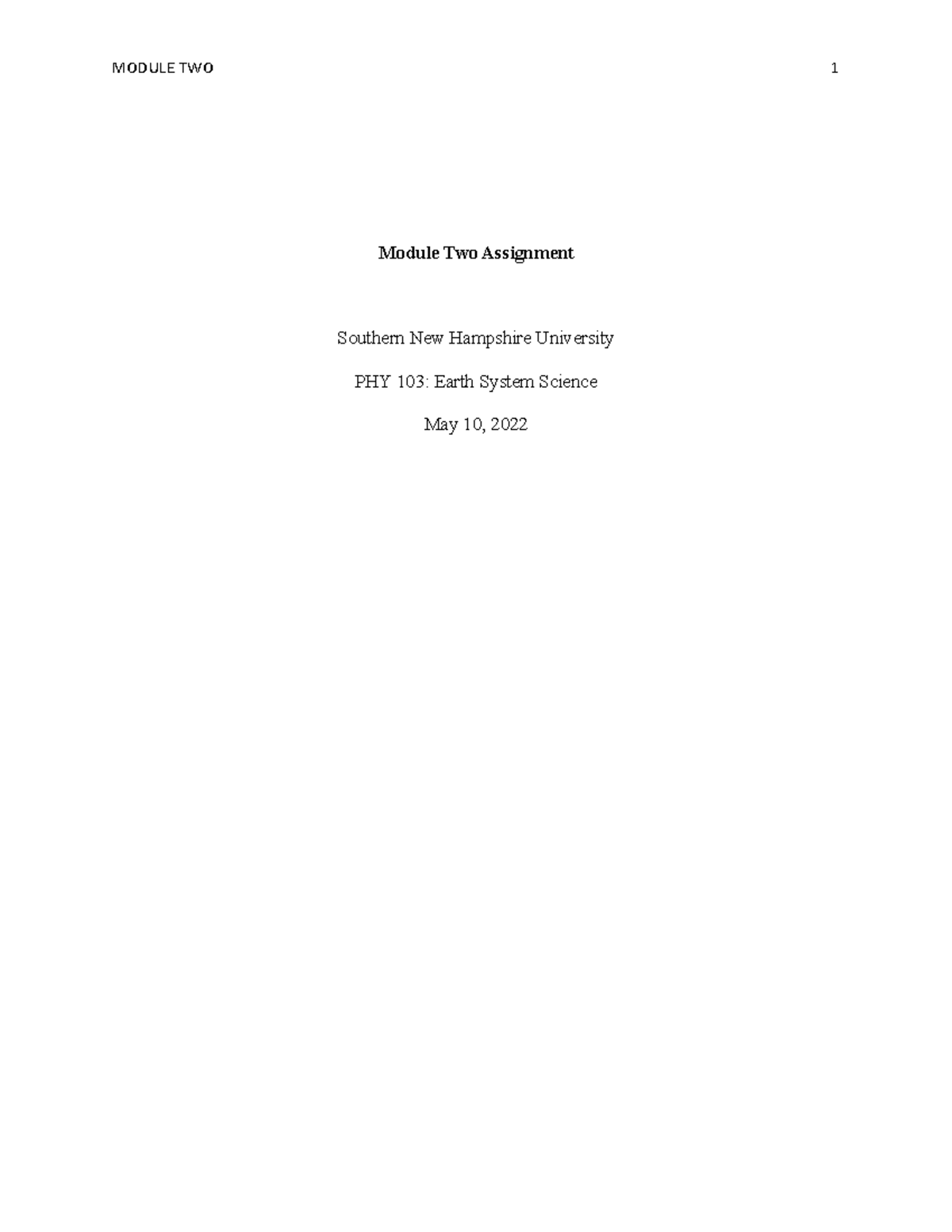Module 2 - Module Two Assignment Southern New Hampshire University PHY ...
