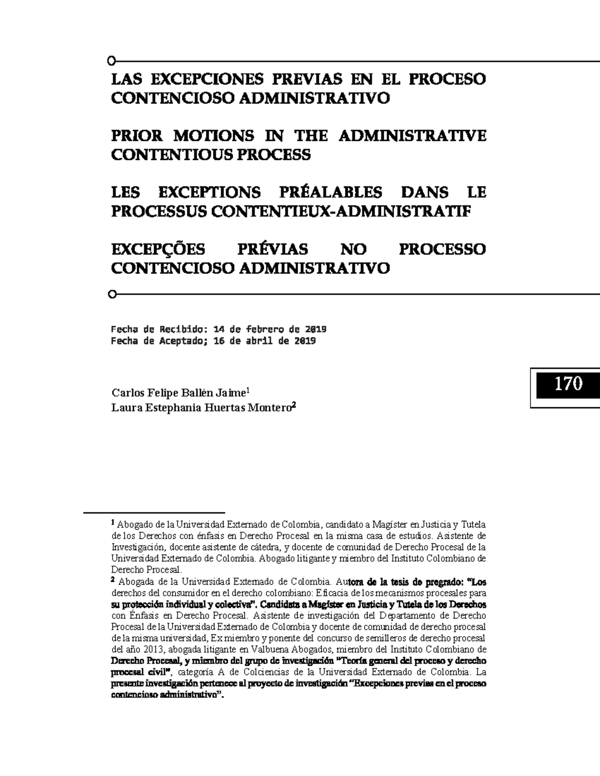 Las exdhcepciones previas en el proceso contensioso administrativo ...