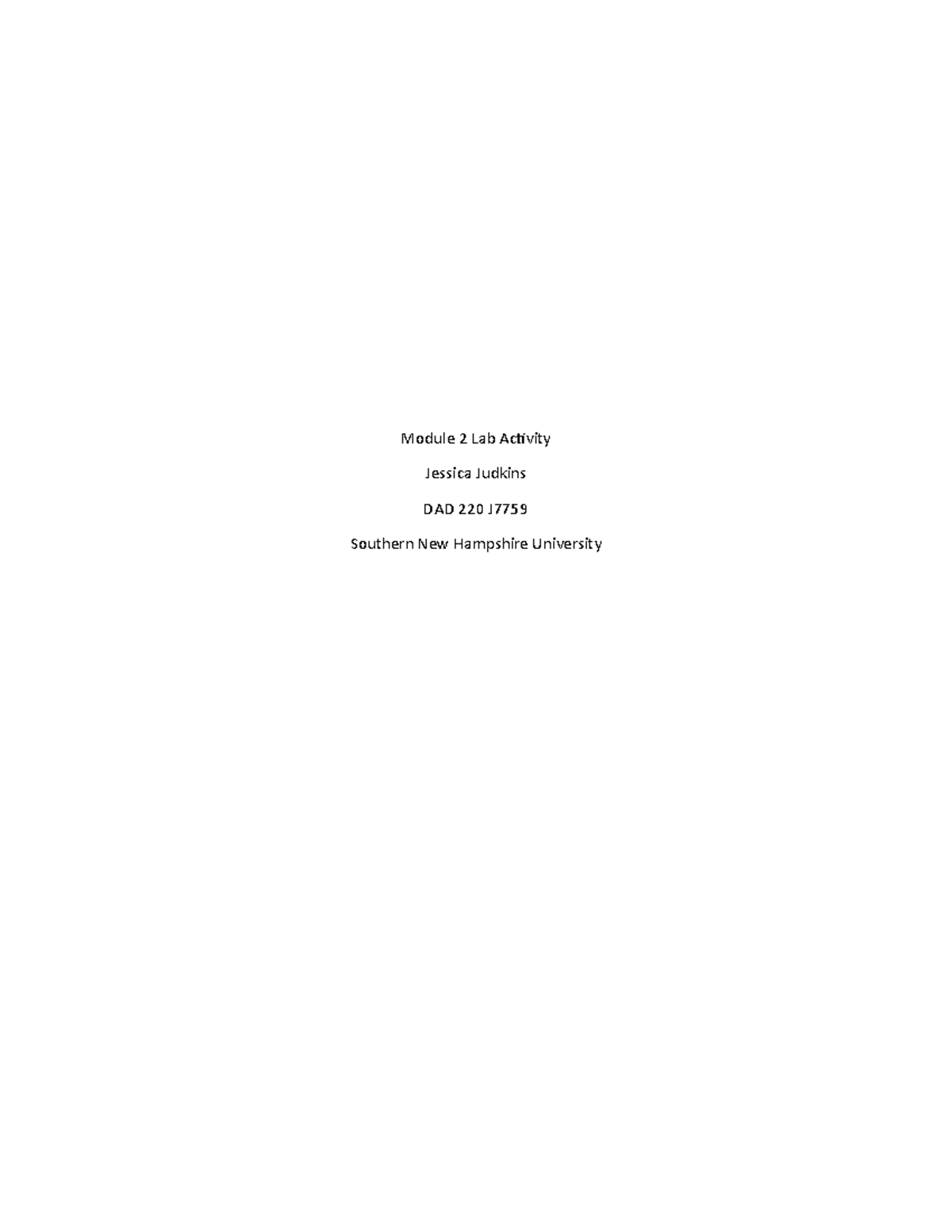 DAD 220 Module 2 Lab Activity Overview and Instructions - Studocu