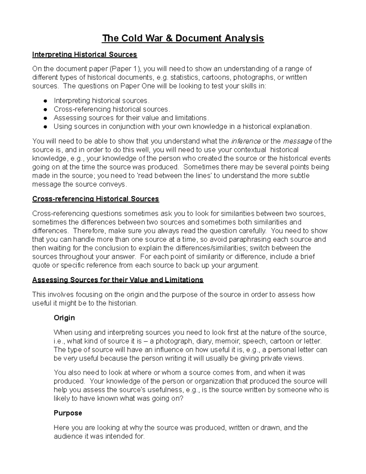 Cold War Document Analysis: Interpreting Korean War Sources - Studocu