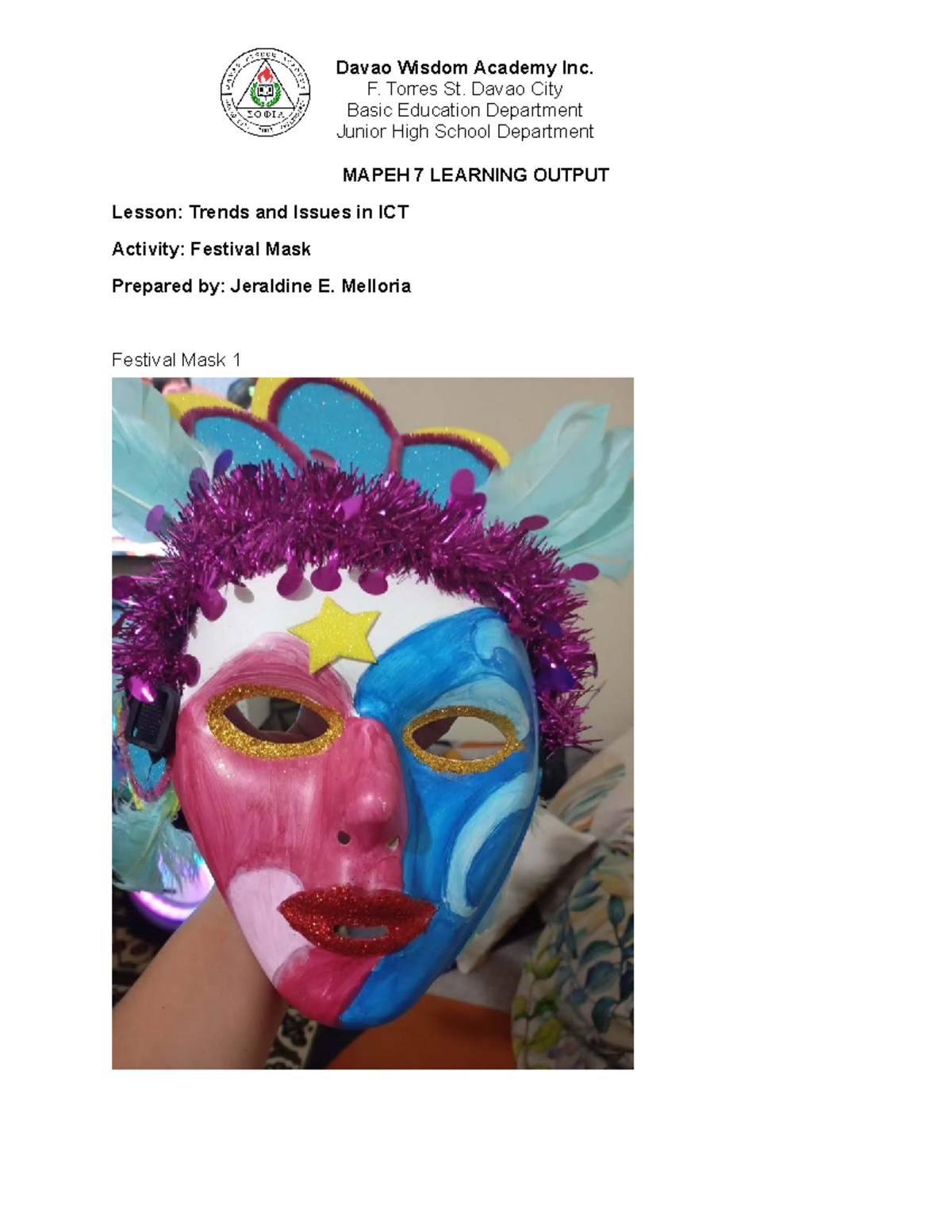 Mapeh 7-Learning-Outputs - Bachelor of Arts in Psychology - Davao ...