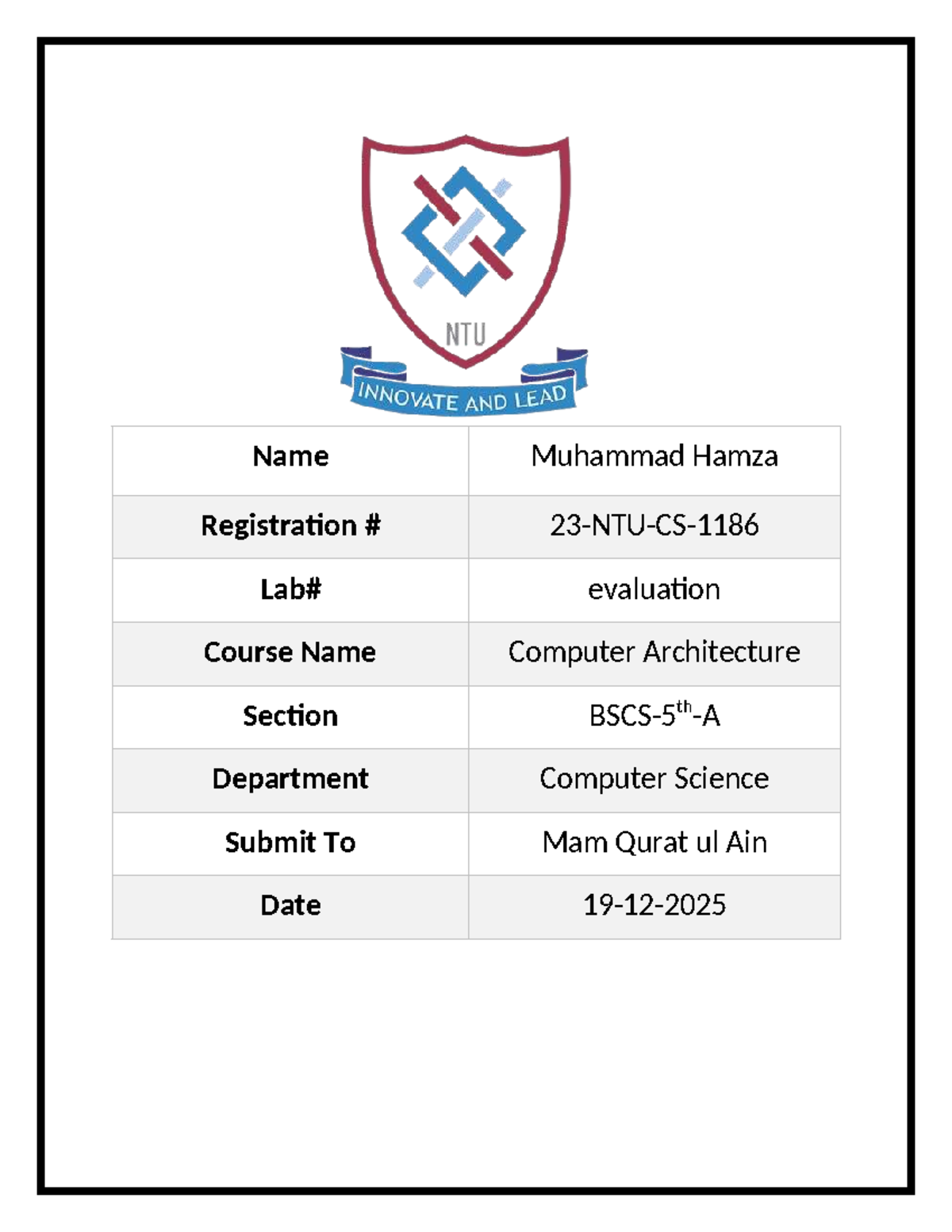 23-NTU-CS-1186 Lab 2: Truth Tables for Logic Gates - Studocu