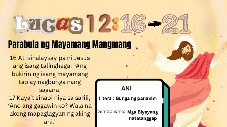 Parabula ng Mayamang Mangmang at Naligaw na Tupa (Filipino) - Studocu