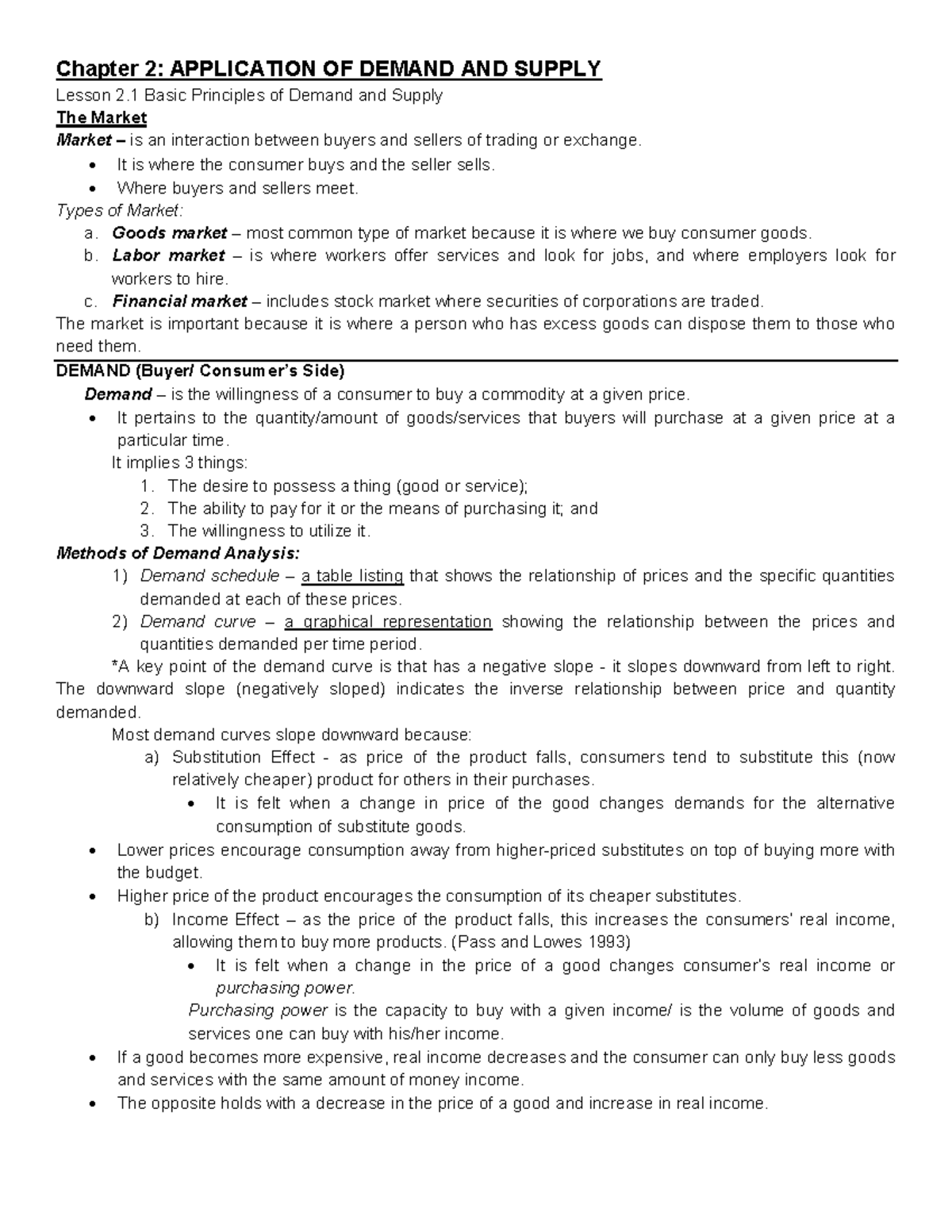 Application of Supply and Demand MICROECONOMICS - Chapter 2 ...