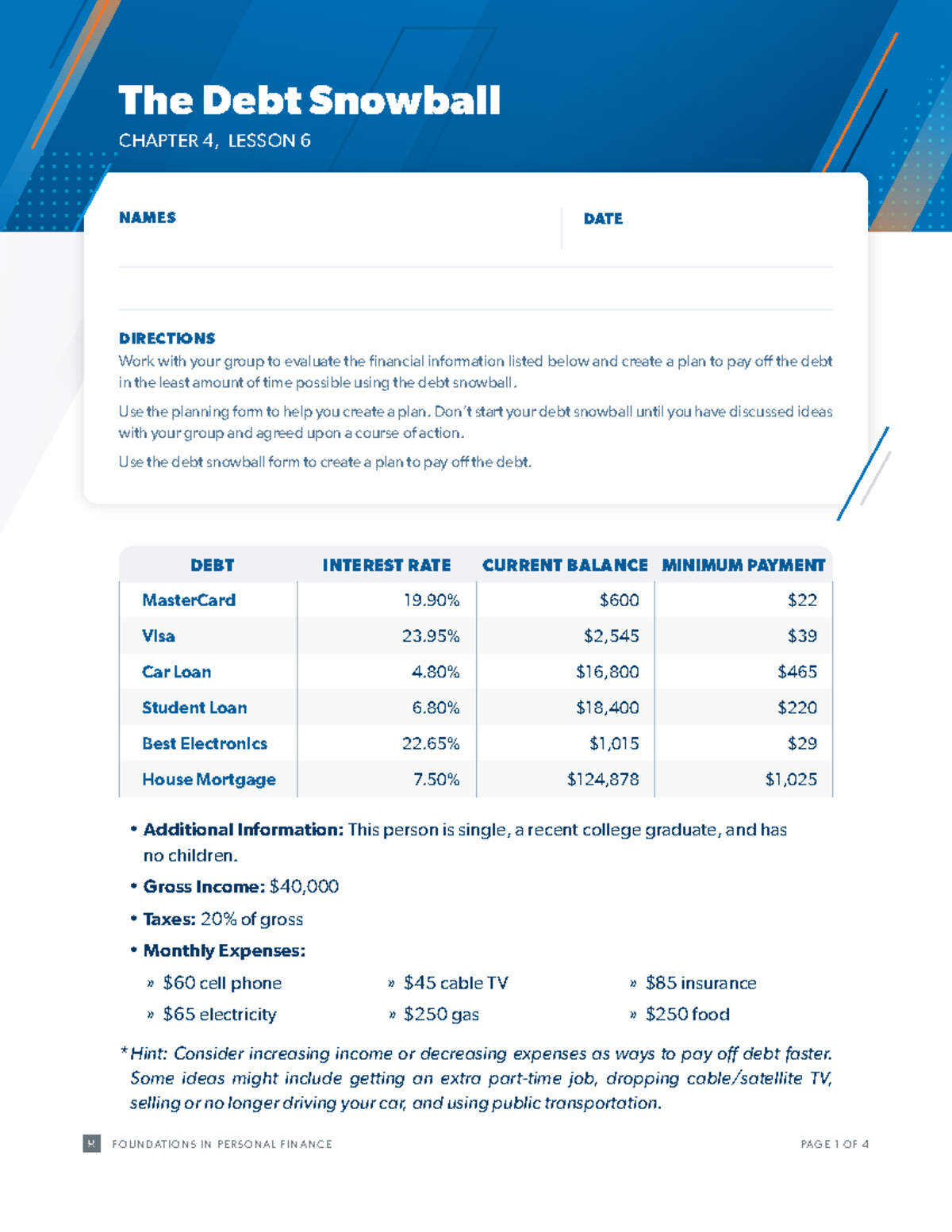 Act ch04 l06 english - Chapter 4 Lesson 3 Ramsey Classroom - The Debt ...