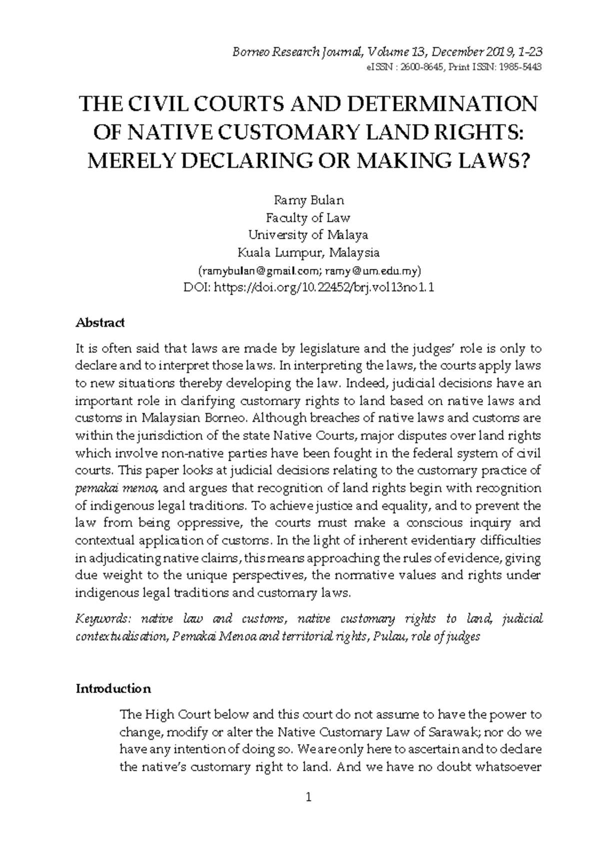 Civil Courts & Native Customary Land Rights: Legal Interpretation in ...