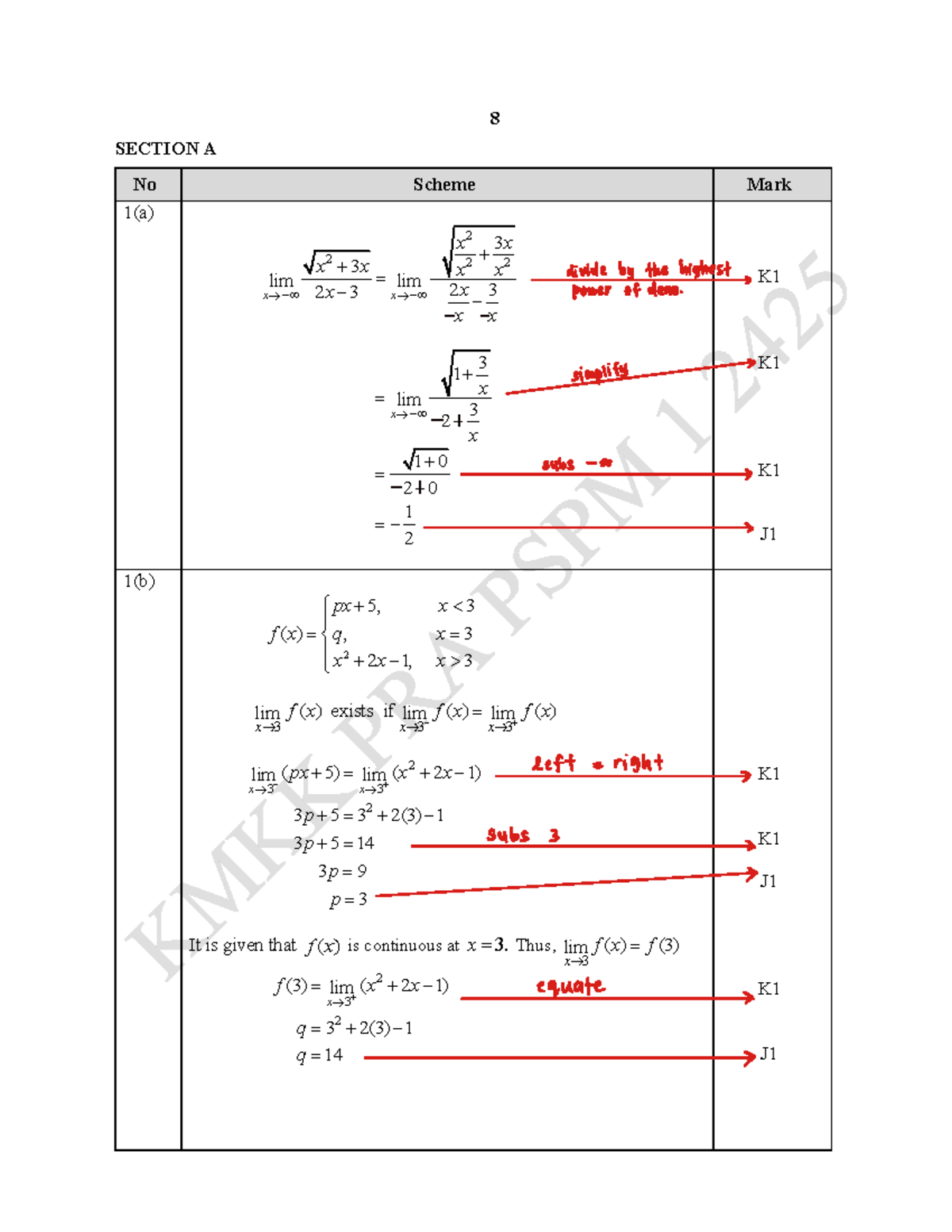 KMKK PRA PSPM 1 SM015 2425 Answer Scheme - Section A & B Solutions ...