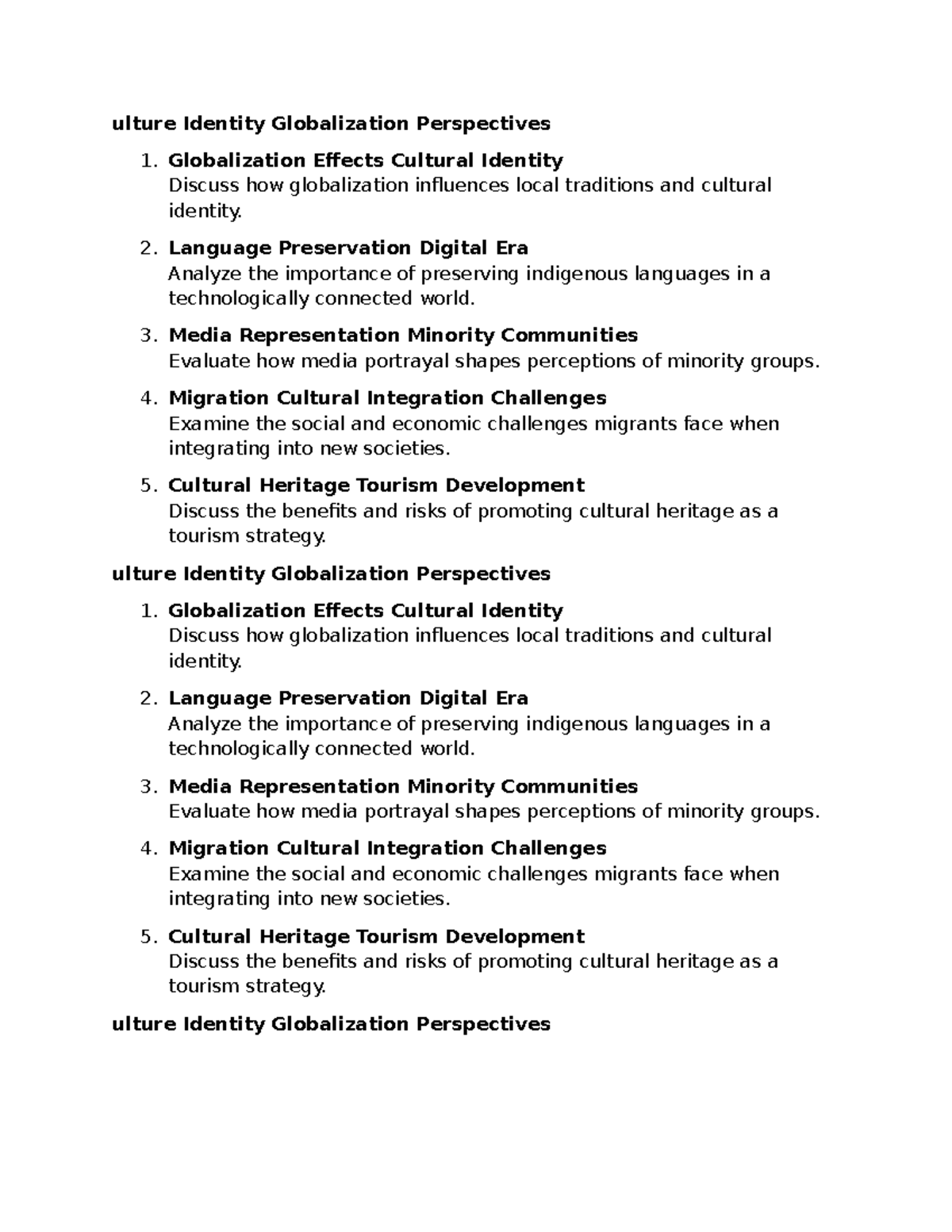 Cultural Identity & Globalization Perspectives: Key Issues Analysis ...