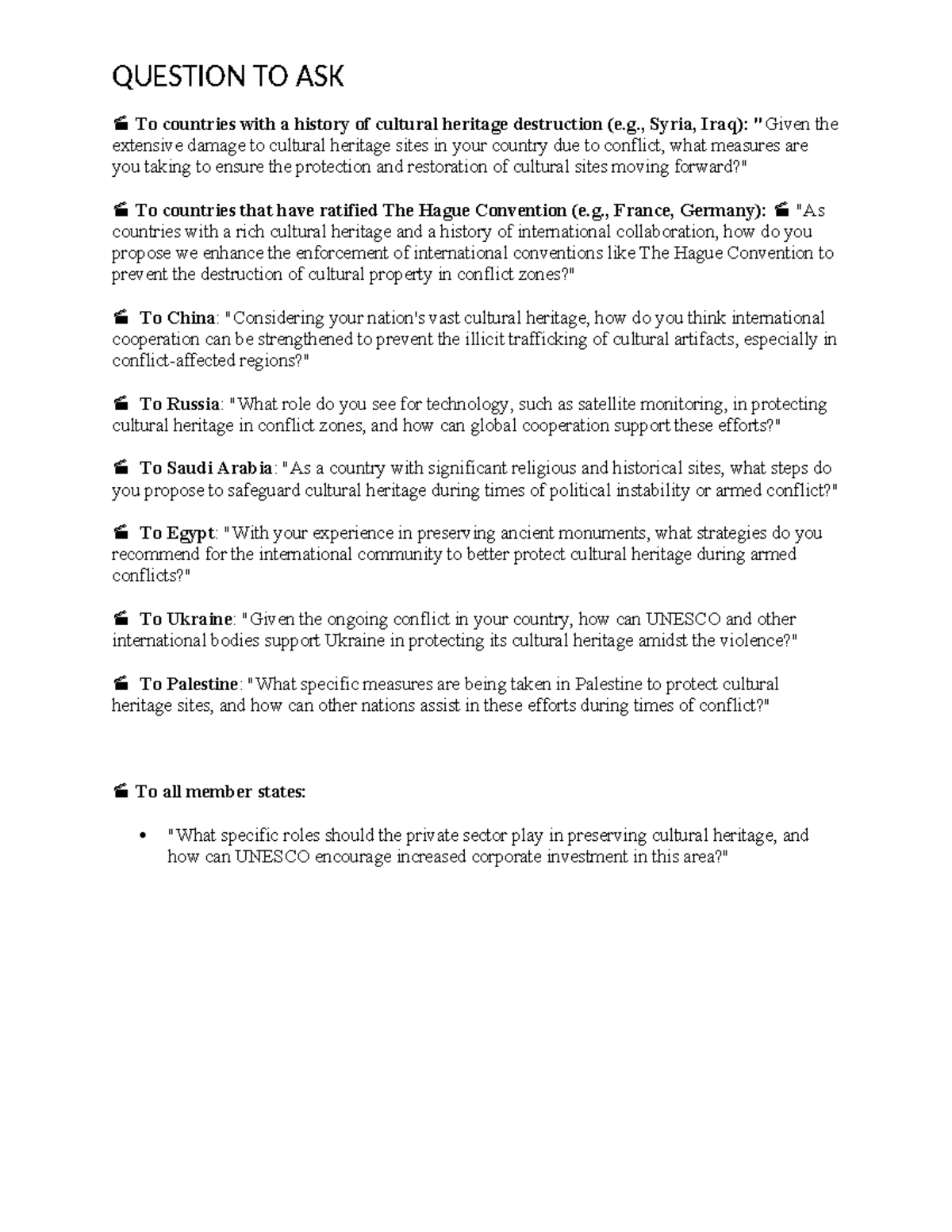 Cultural Heritage Protection: Questions for Global Cooperation - Studocu