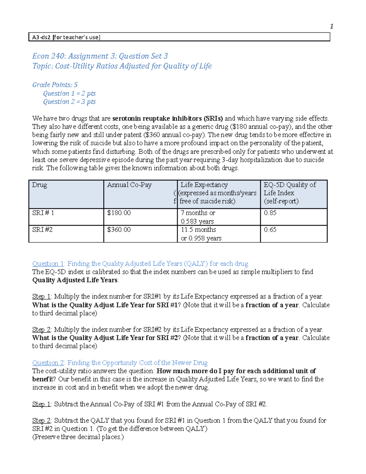 Question Set-3(3) - assignment - A3-ds2 [for teacher's use] Econ 240 ...