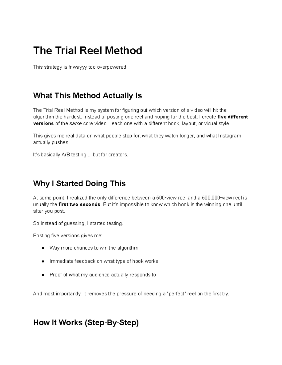 Trial REEL Method: A Proven Strategy for Video Success - Studocu