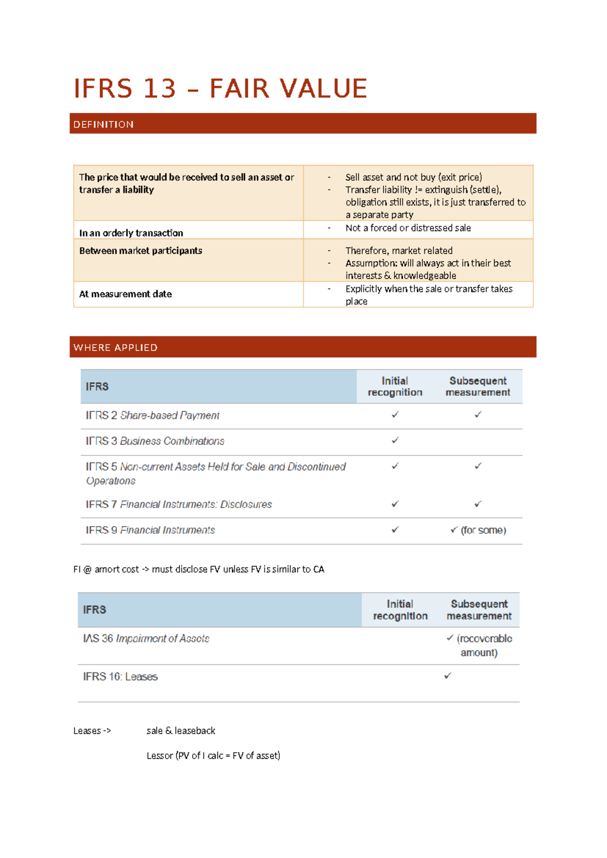 IFRS 13 - Fair Value Accounting Notes and Considerations - Studocu