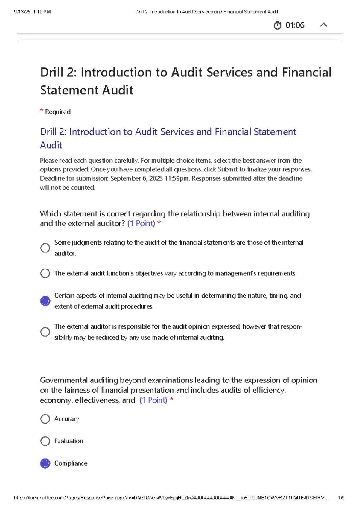Drill 2: Intro to Audit Services & Financial Statement Audit - Studocu